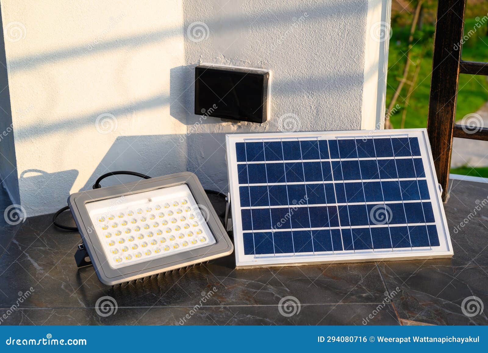 Solar Panel with Single LED Lamp Stock Photo - Image of alternative ...