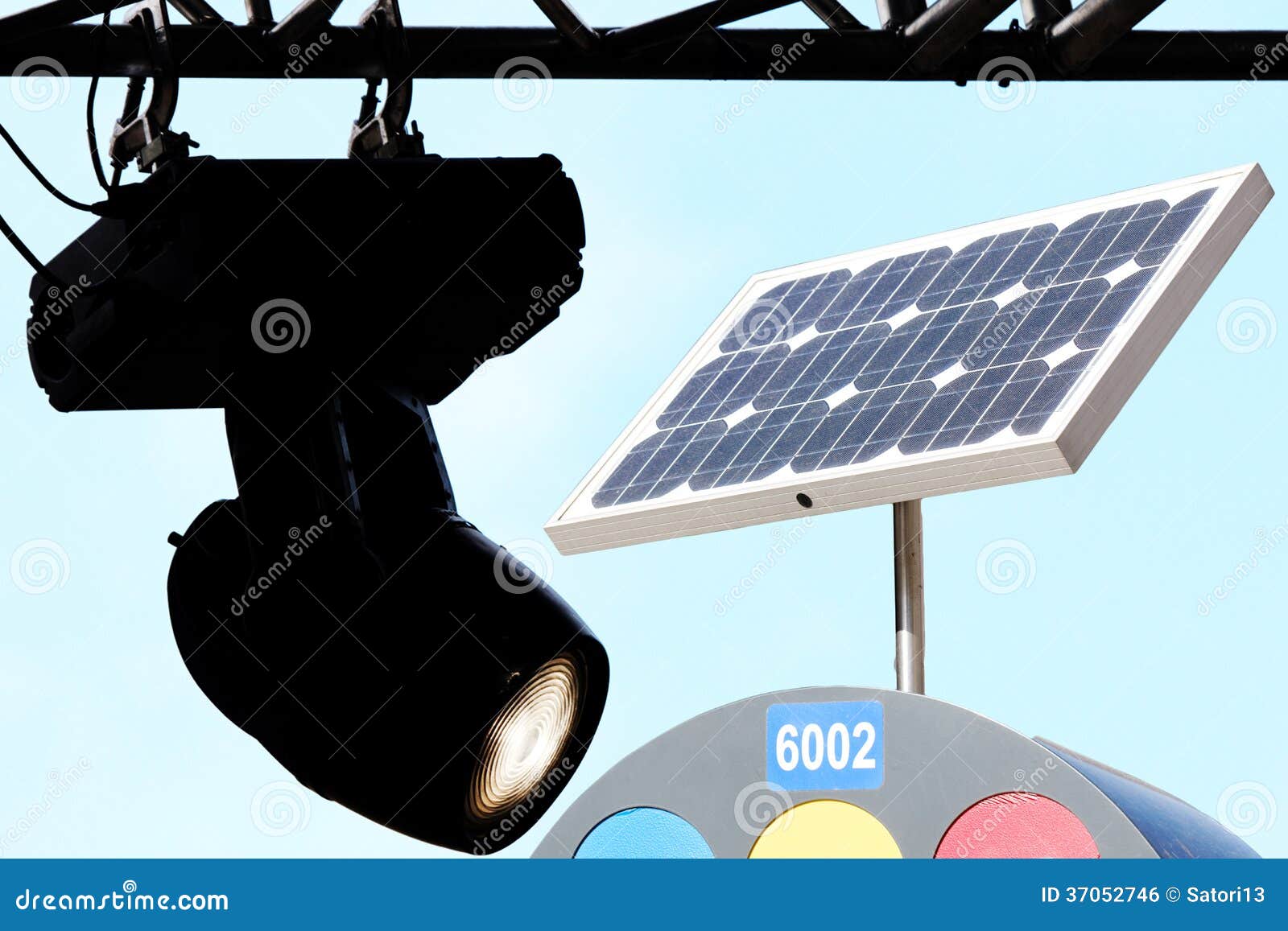 Solar panel and spotlight stock photo. Image of equipment - 37052746