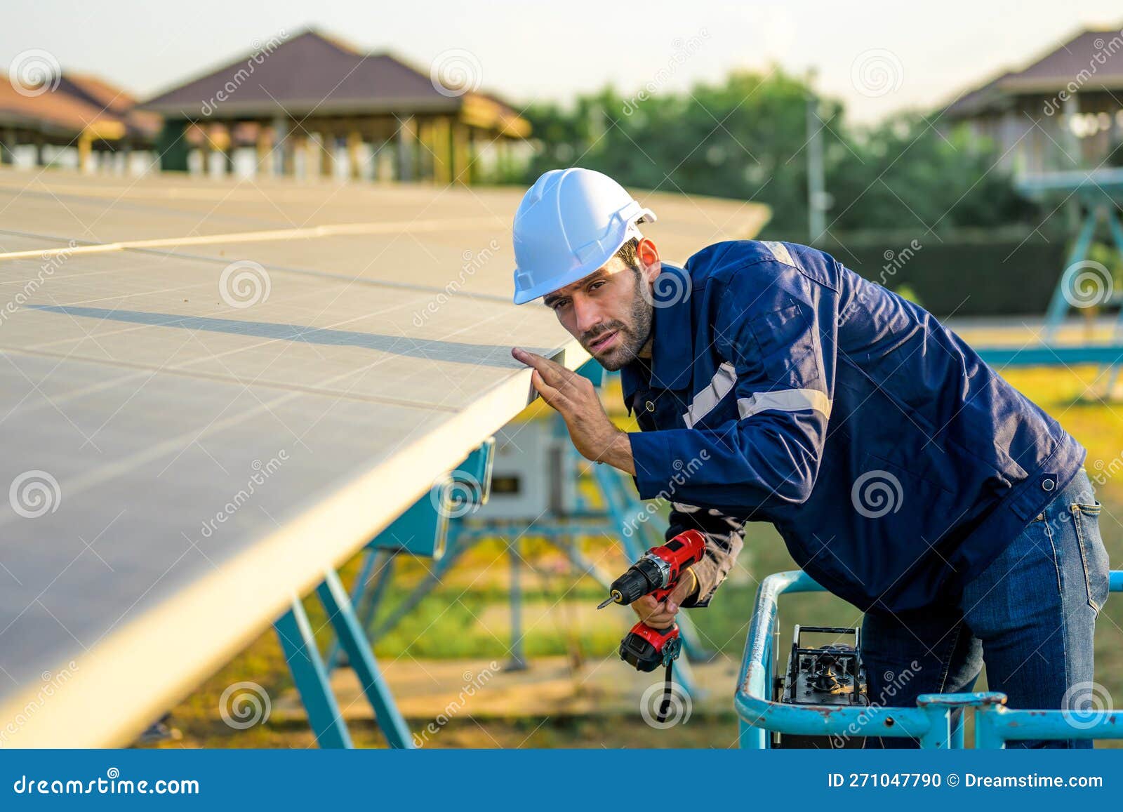 Solar Panel Station, Engineer Installing Solar Panel at Solar Energy ...