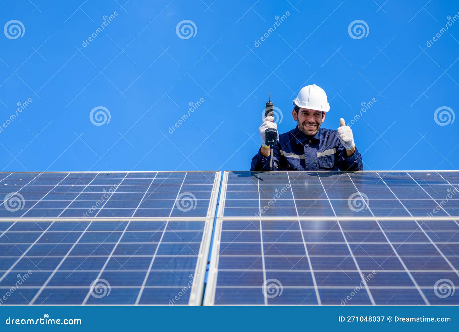 Solar Panel Station, Engineer Installing Solar Panel at Solar Energy ...