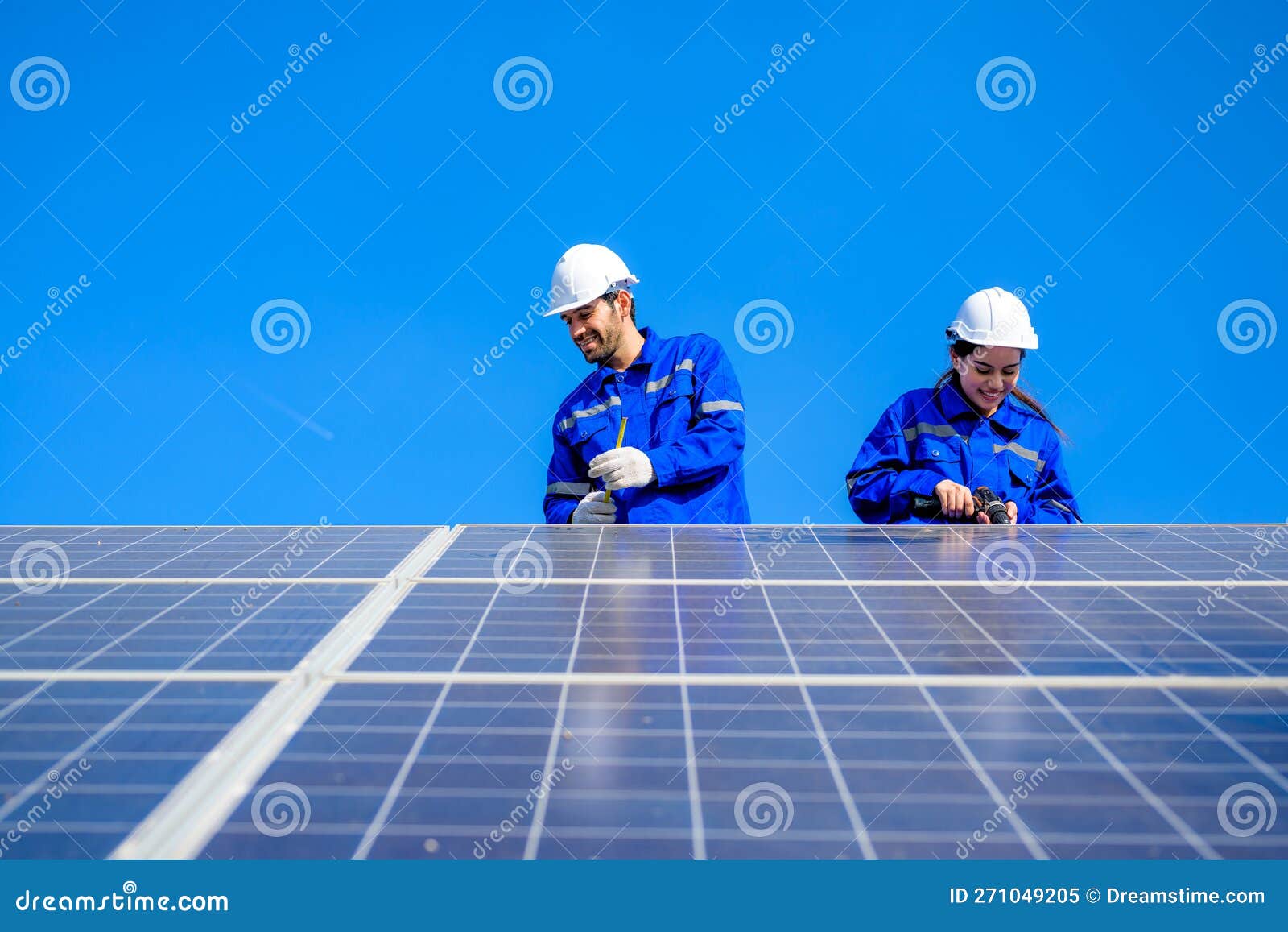 Solar Panel Station, Engineer Installing Solar Panel at Solar Energy ...