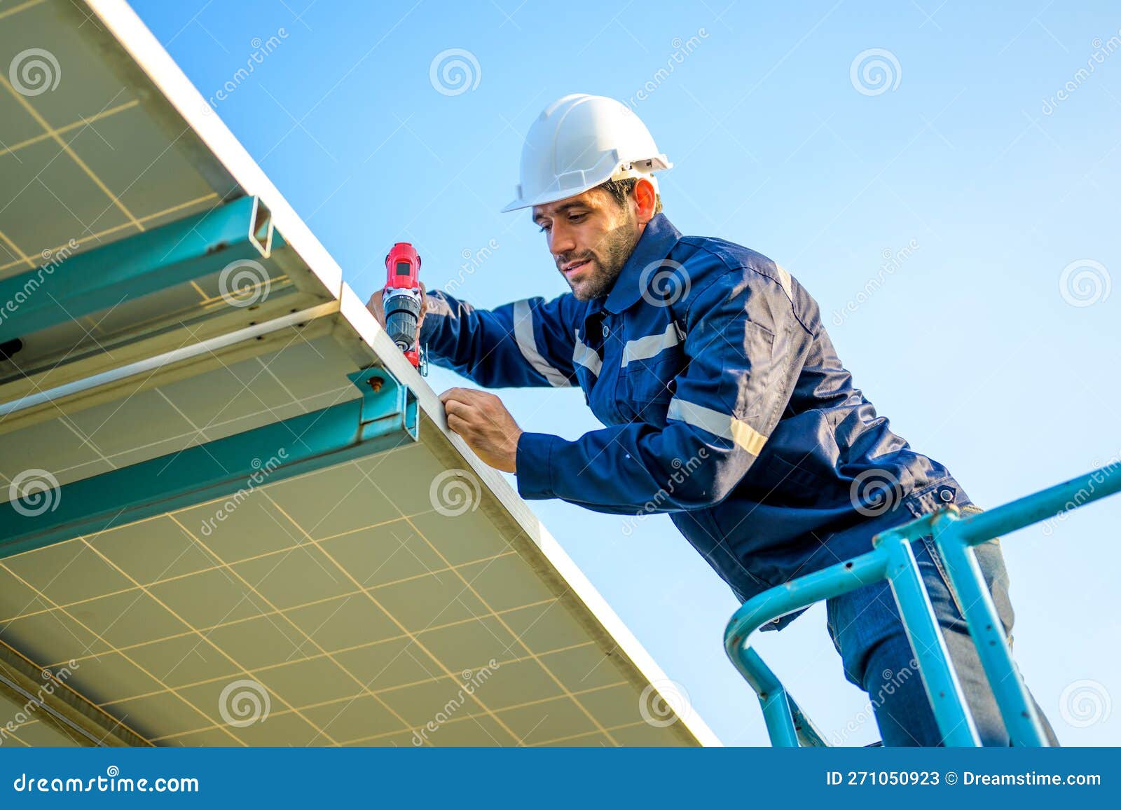 Solar Panel Station, Engineer Installing Solar Panel at Solar Energy ...