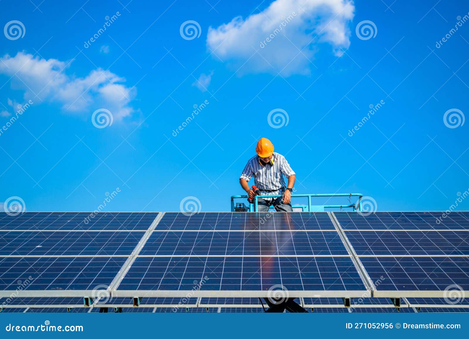 Solar Panel Station, Engineer Installing Solar Panel at Solar Energy ...
