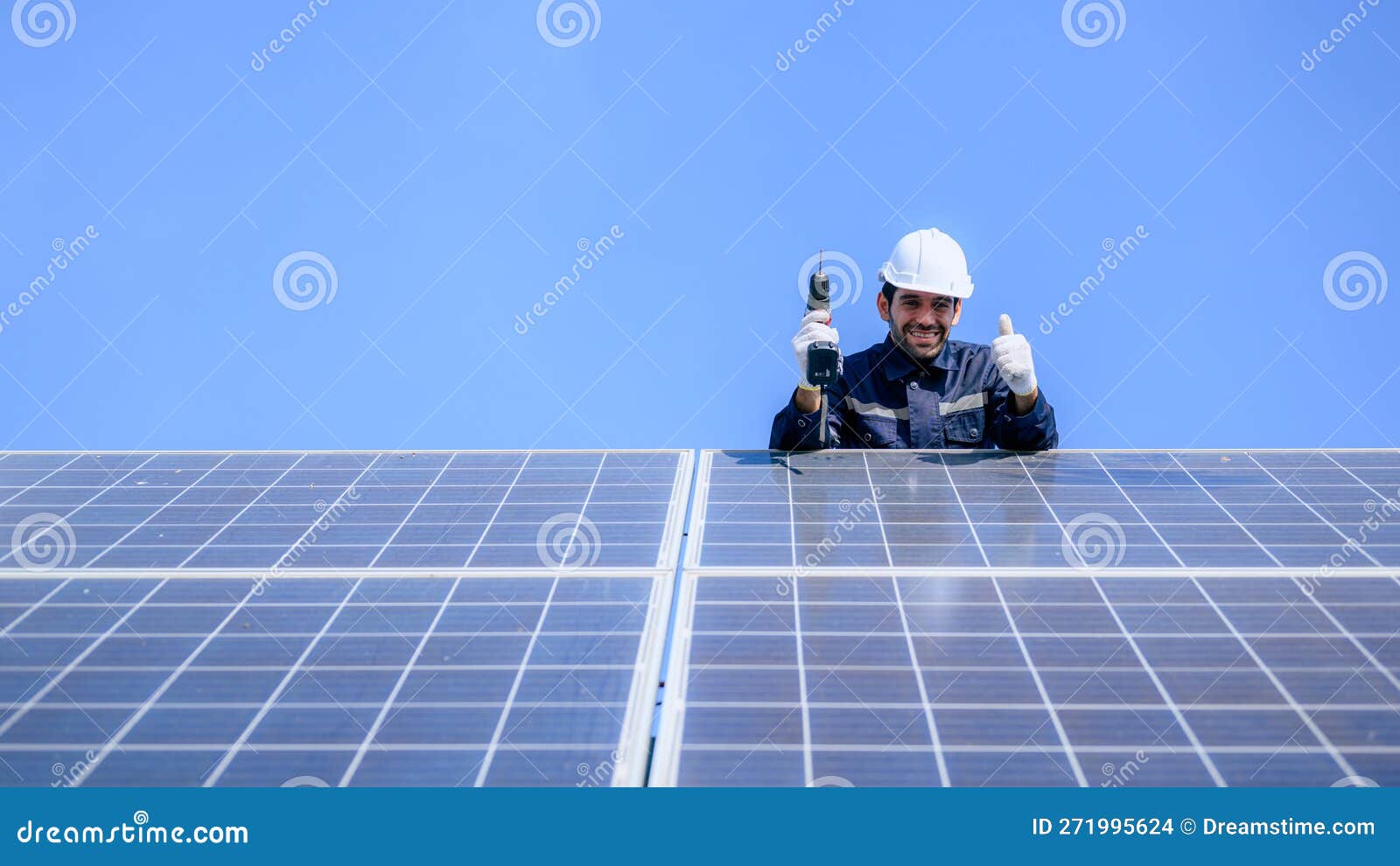Solar Panel Station, Engineer Installing Solar Panel at Solar Energy ...