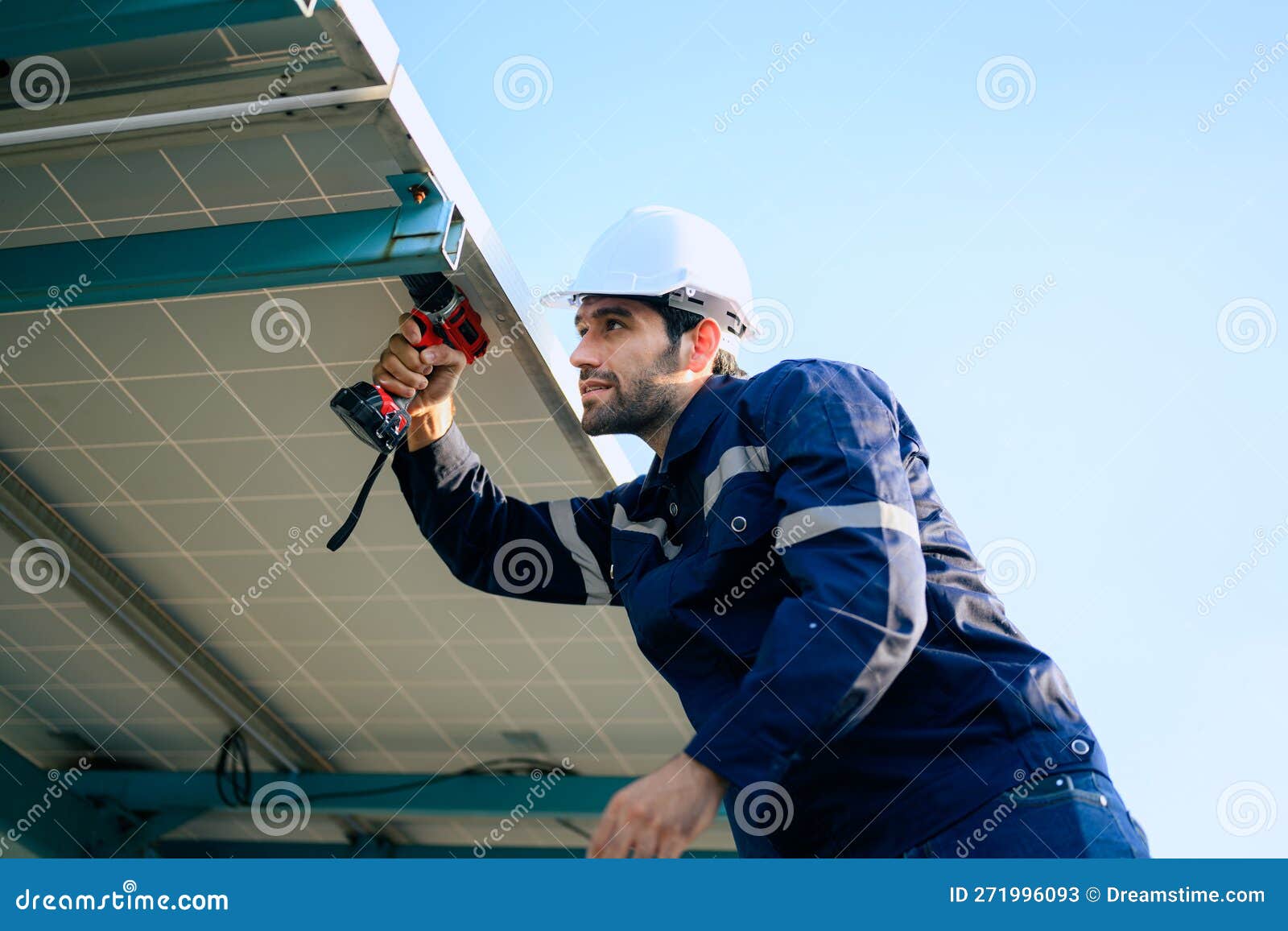 Solar Panel Station, Engineer Installing Solar Panel at Solar Energy ...