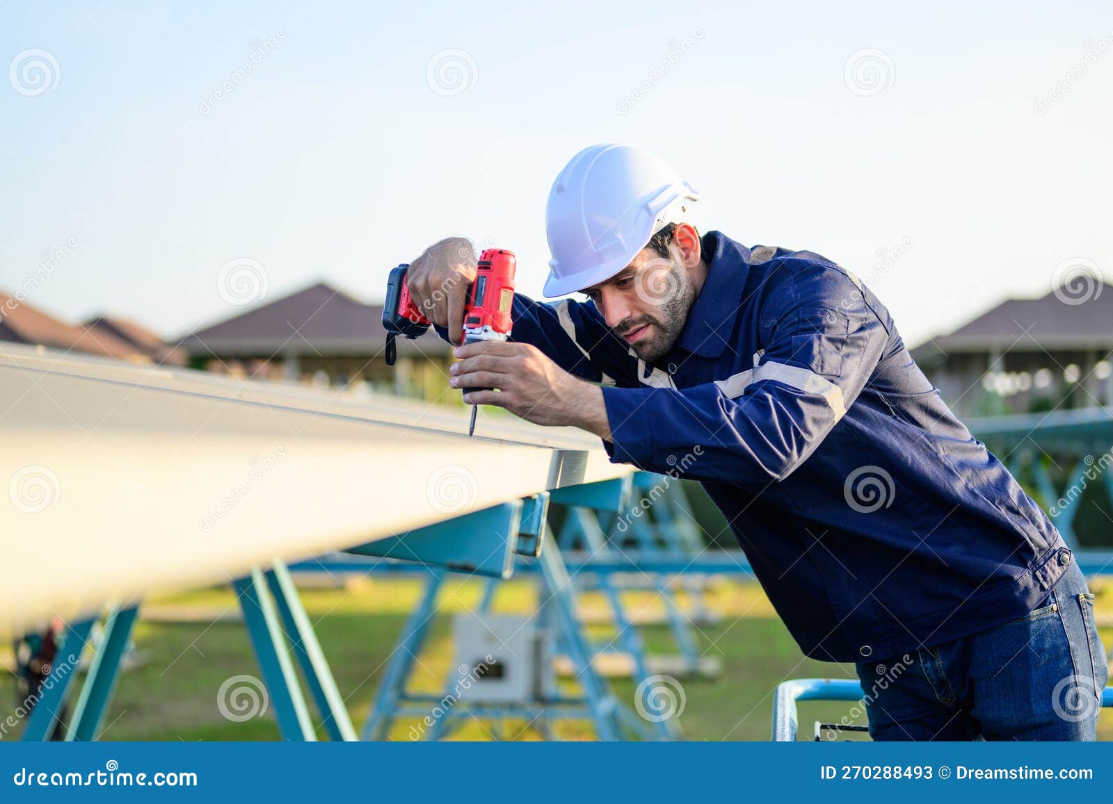 Solar Panel Station, Engineer Installing Solar Panel at Solar Energy ...