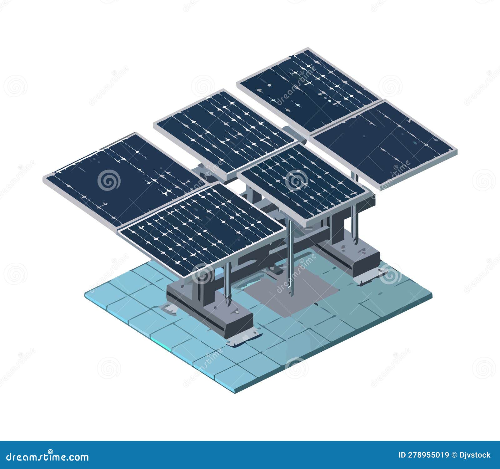 Solar Panel Station Generates Electricity Stock Vector - Illustration ...