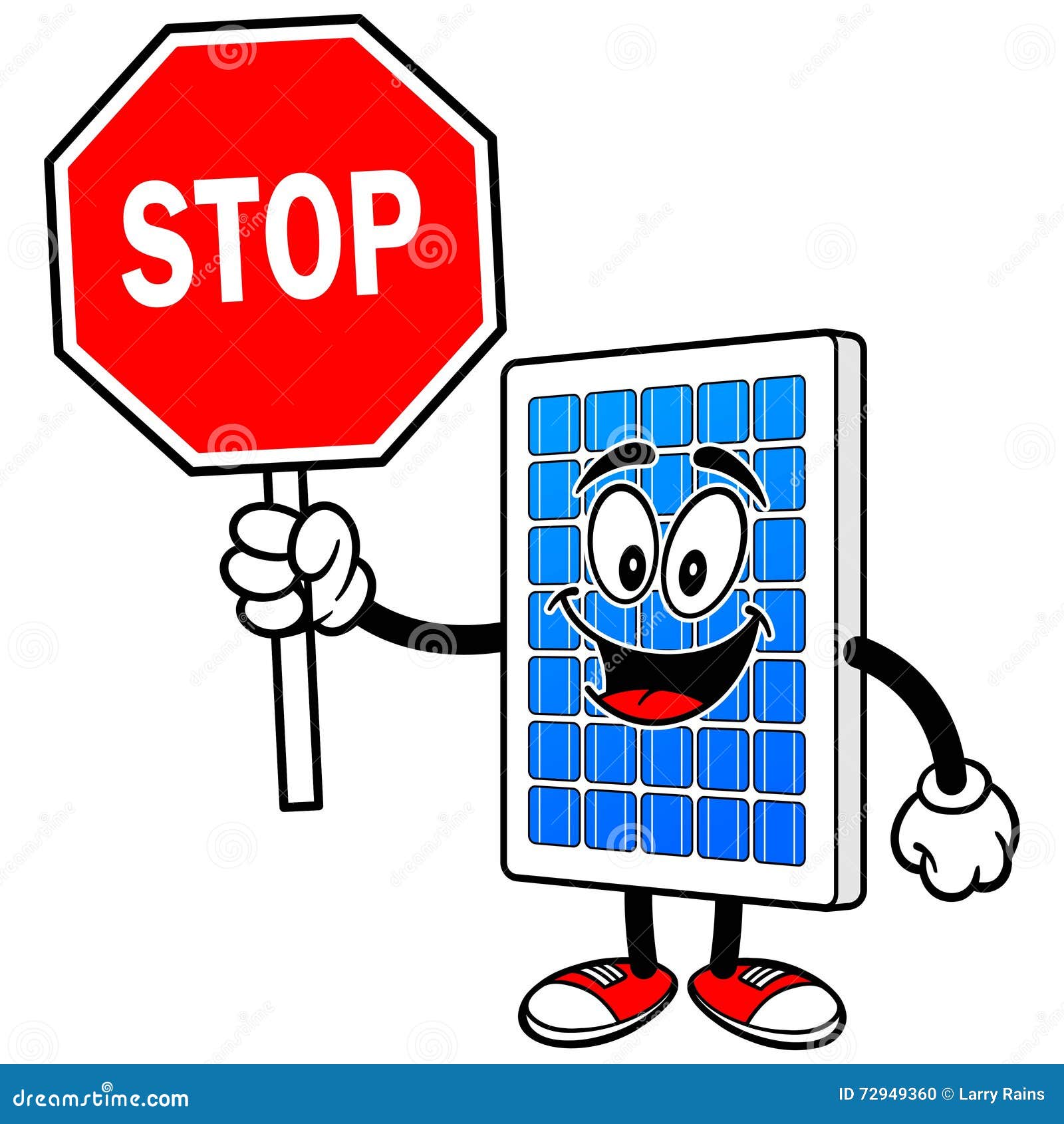 Solar Panel with Stop Sign stock vector. Illustration of panel - 72949360
