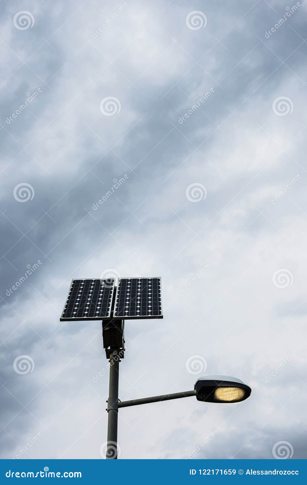 Solar Panel on Street Lamp Post Stock Image - Image of light, pole ...