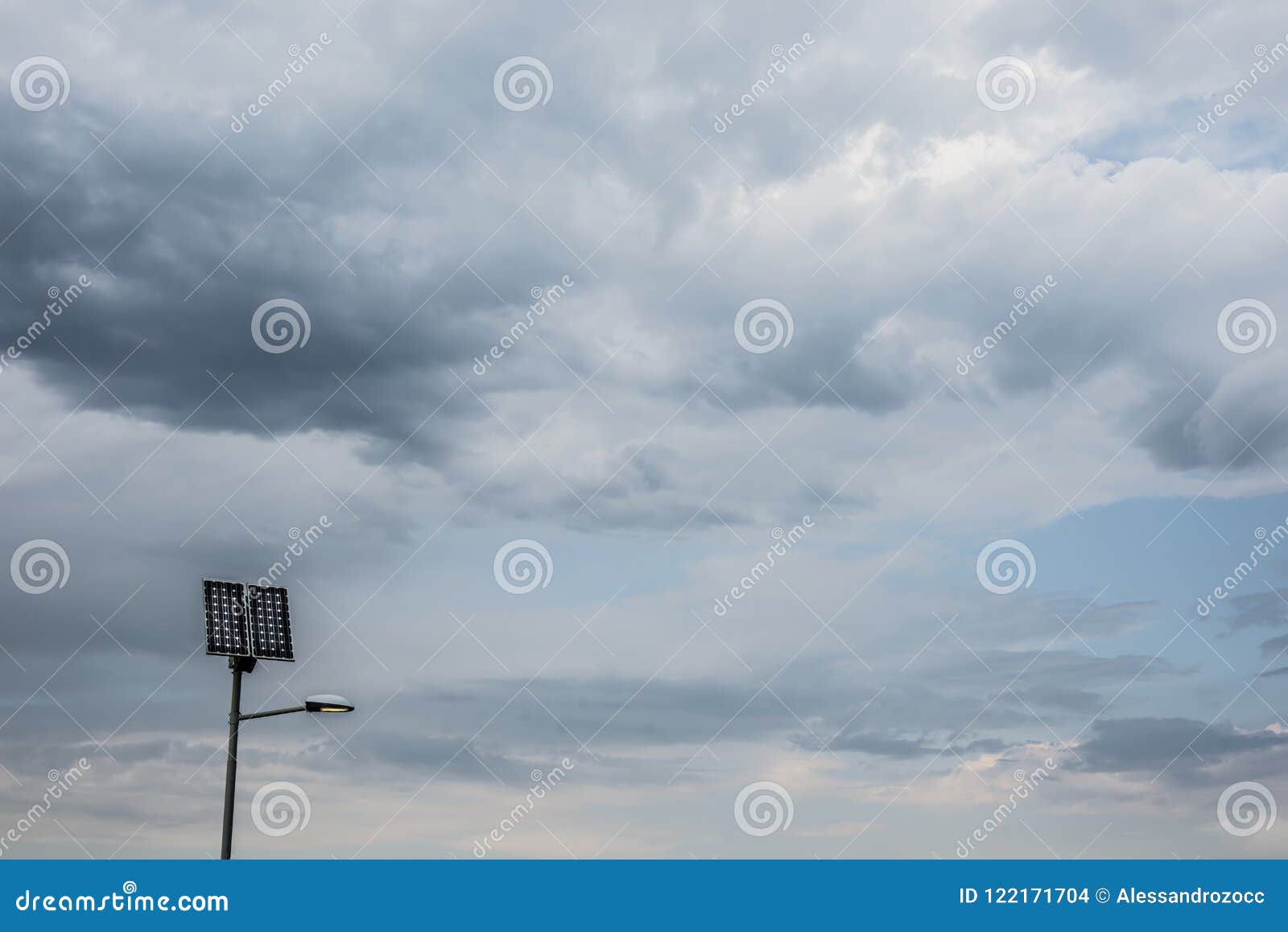 Solar Panel on Street Lamp Post Stock Photo - Image of clean ...