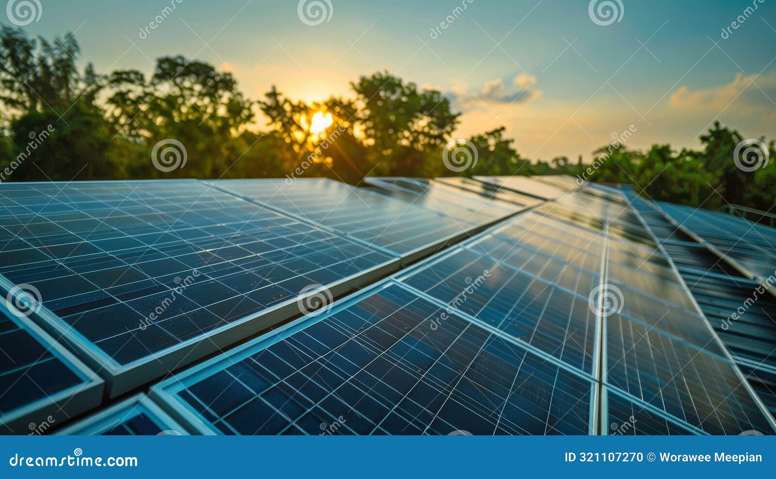 A Solar Panel with a Sun in the Background. Renewable Energy Stock ...