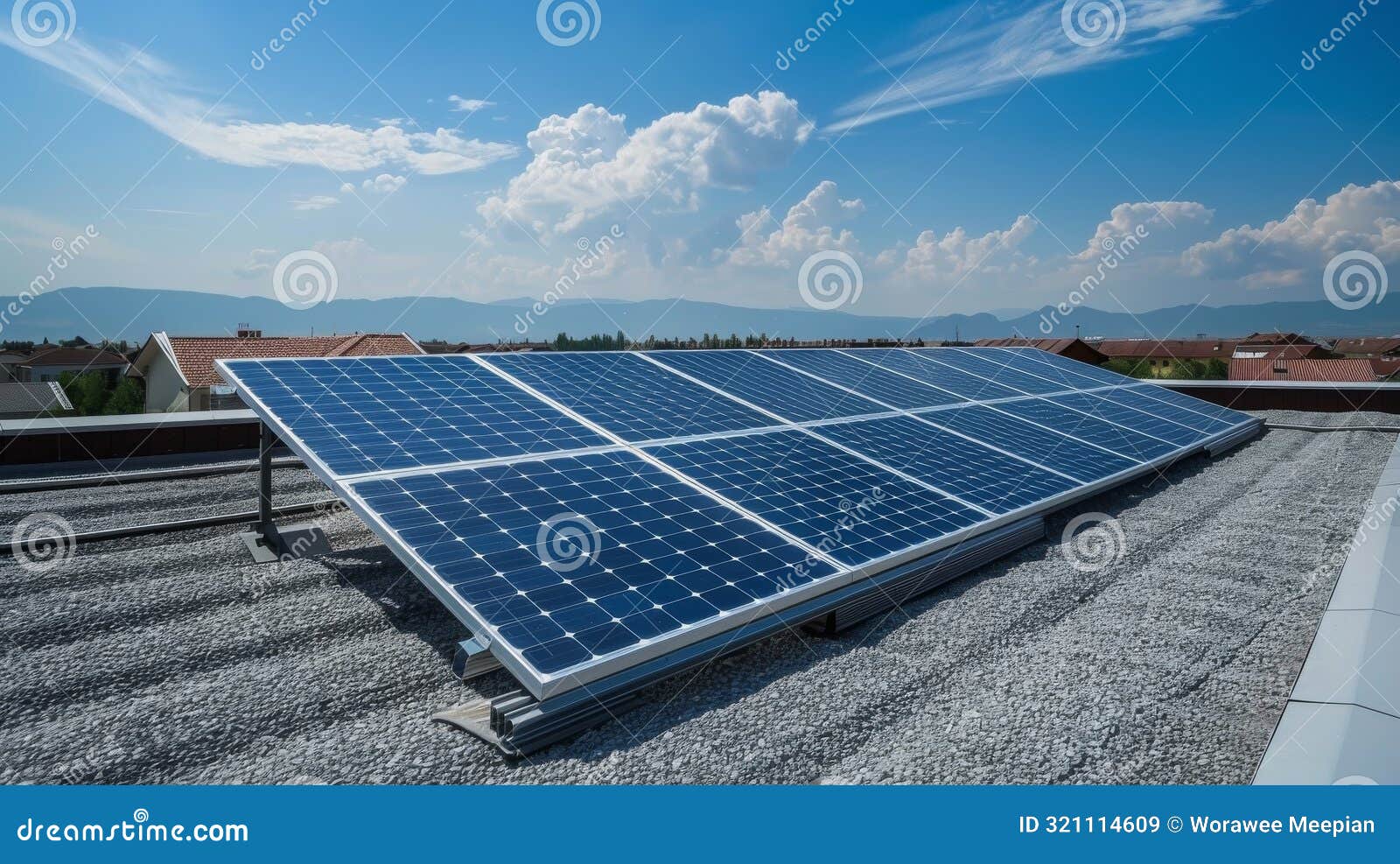 A Solar Panel with a Sun in the Background. Renewable Energy Stock ...