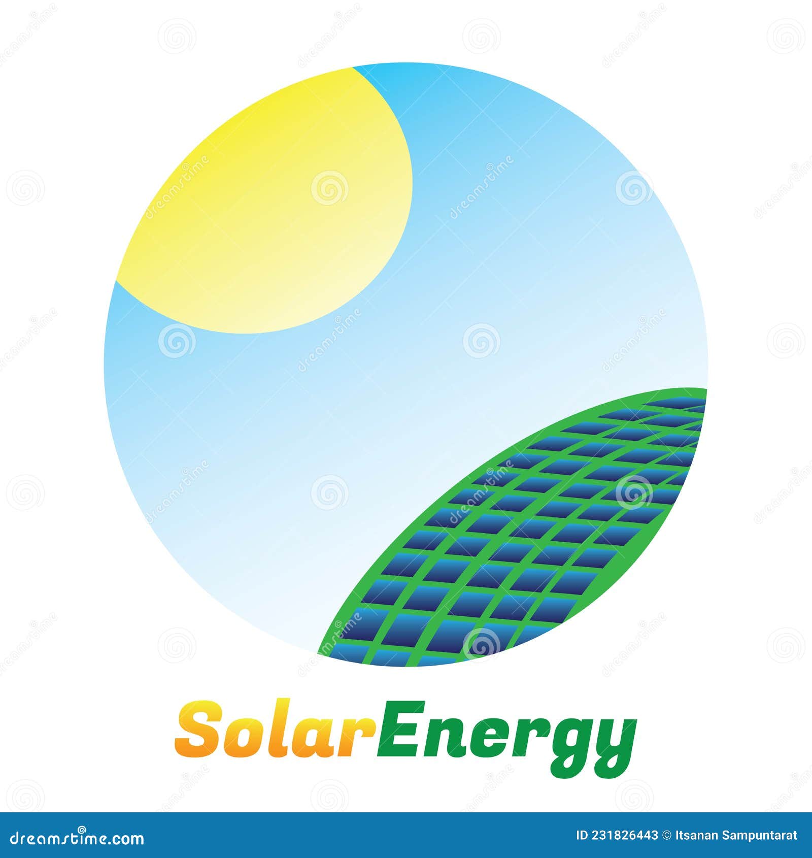 Solar Panel with Sun in Circle Stock Vector - Illustration of business ...