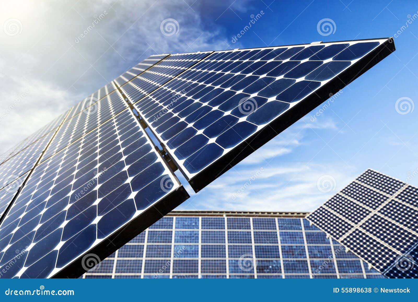 Solar Panel, Sun Flare stock photo. Image of current - 55898638