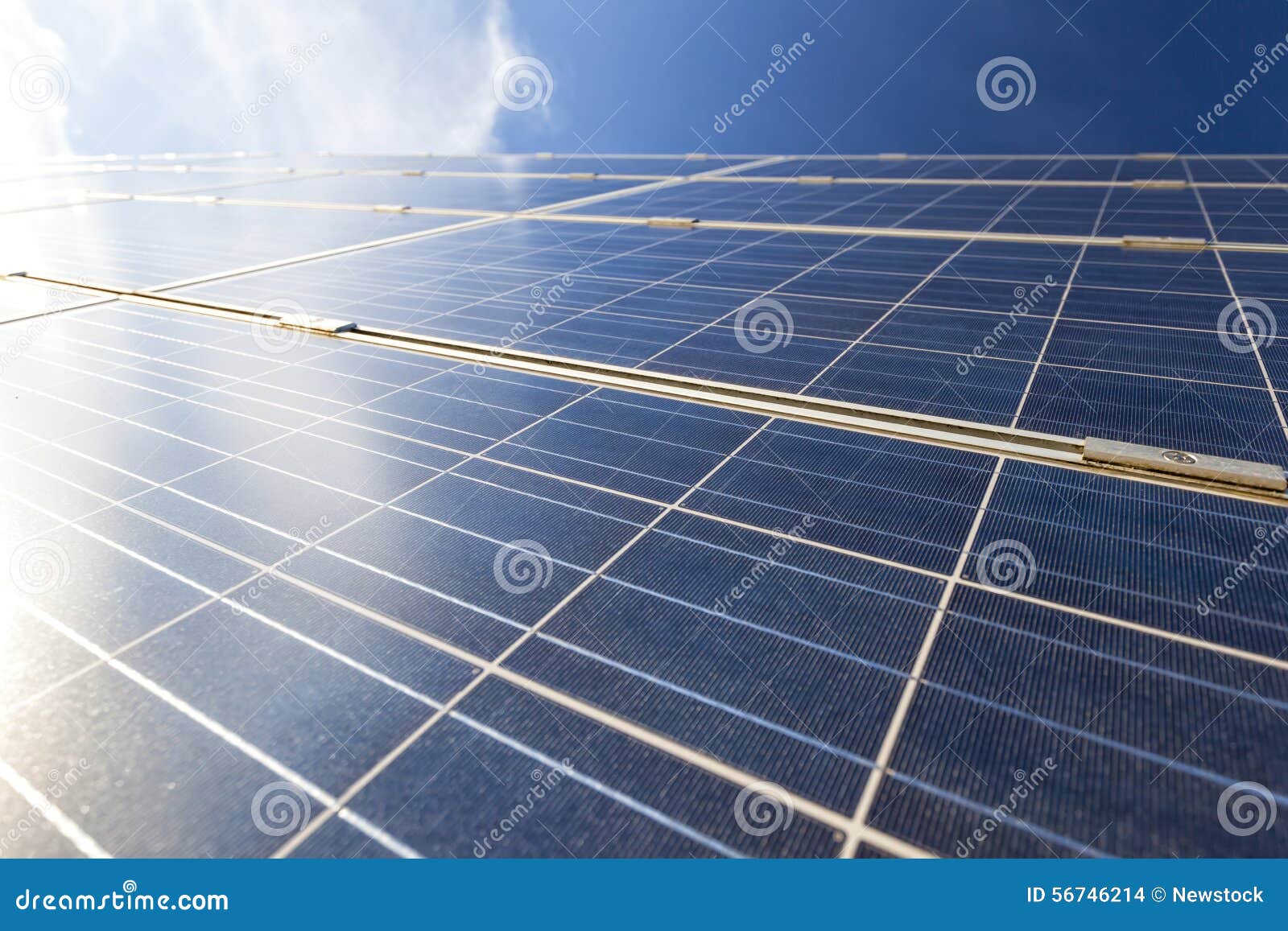 Solar panel, sun flare stock photo. Image of forecasting - 56746214
