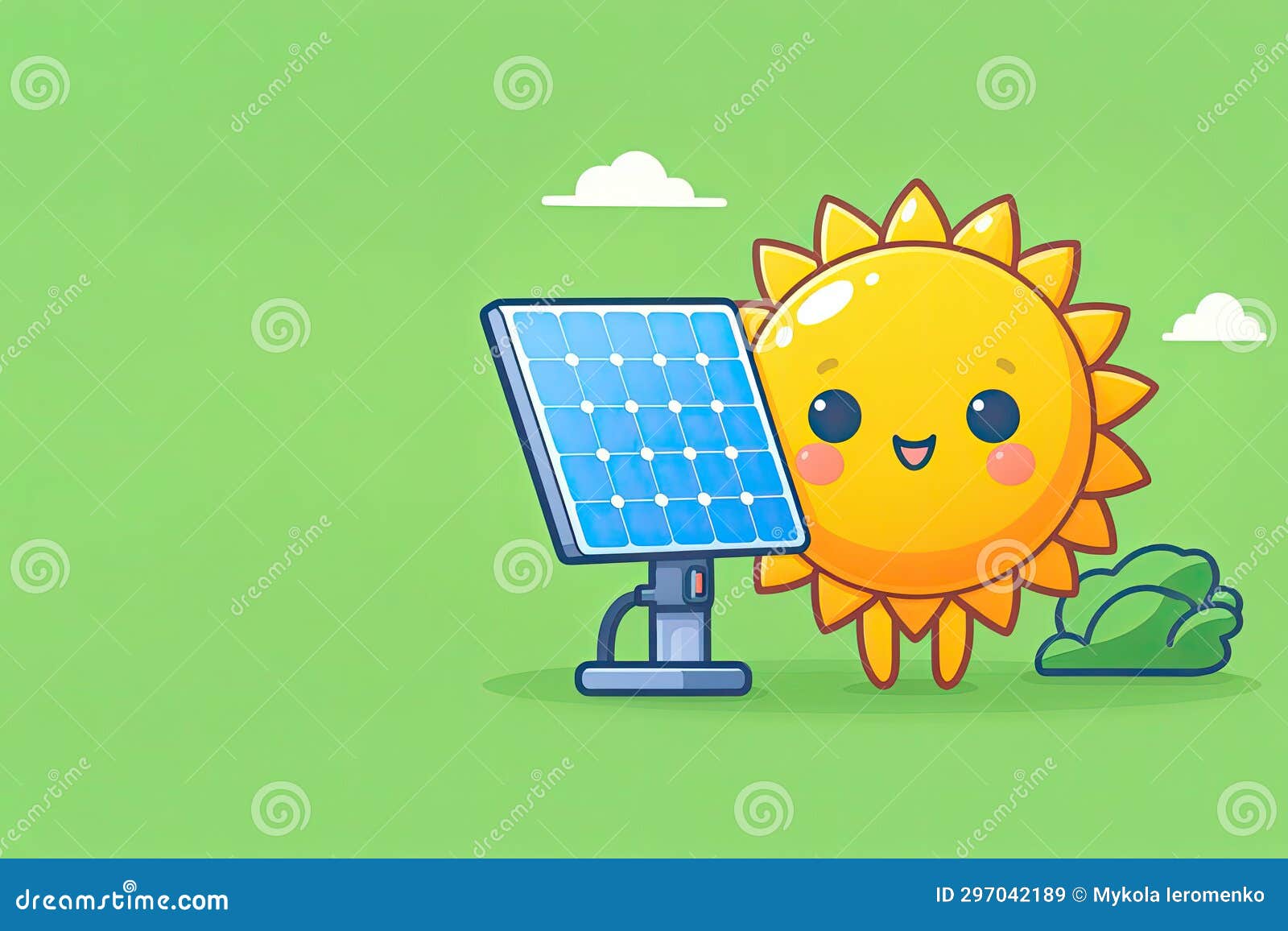 Solar Panel and Sun on Green Background. Space for Text. Stock ...