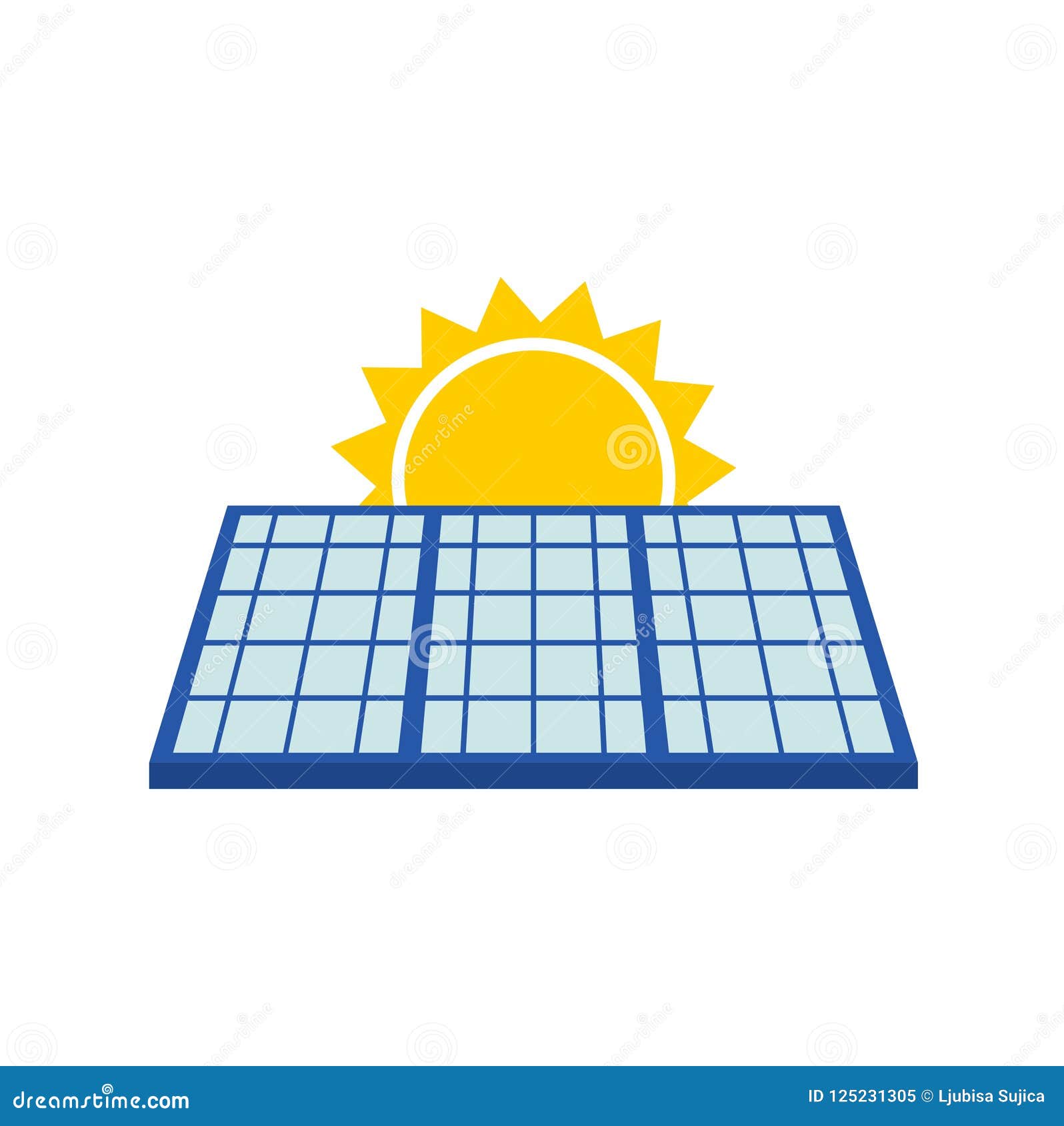 Solar Panel with Sun Icon, Simple Vector Illustration Stock ...