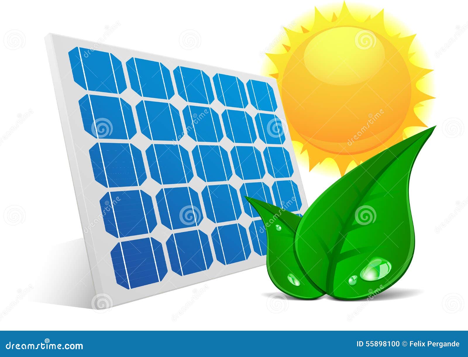 Solar Panel Sun Leafs stock illustration. Illustration of conserving ...