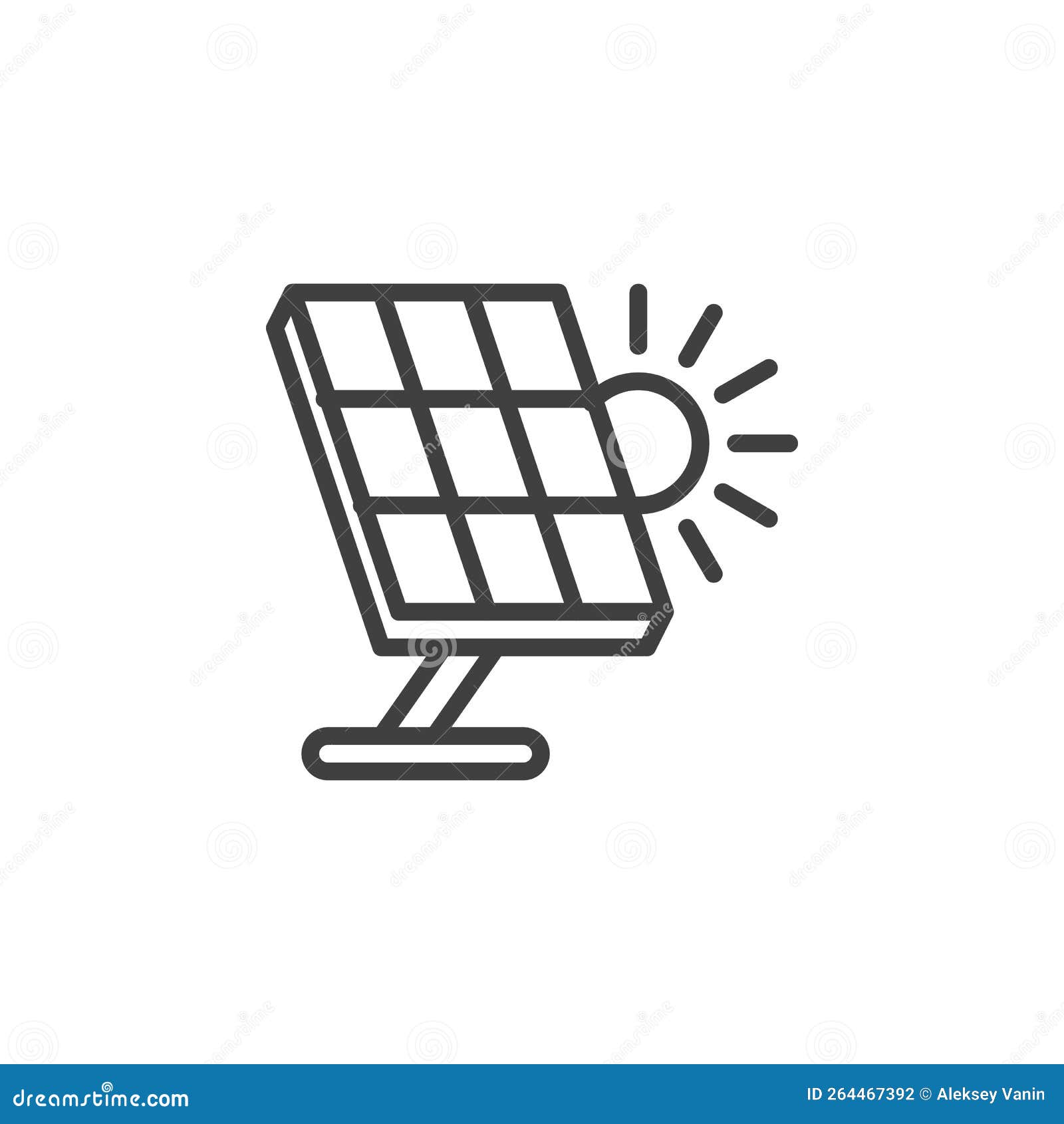 Solar Panel and Sun Line Icon Stock Vector - Illustration of logo, line ...