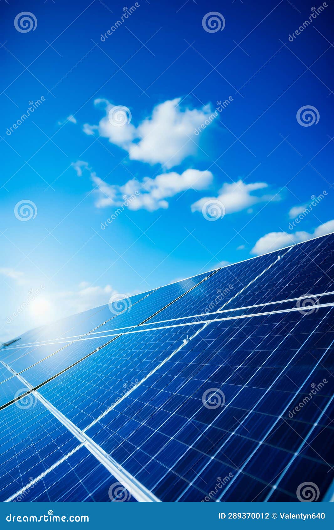 Solar Panel with the Sun Shining through it and Blue Sky. Generative AI ...