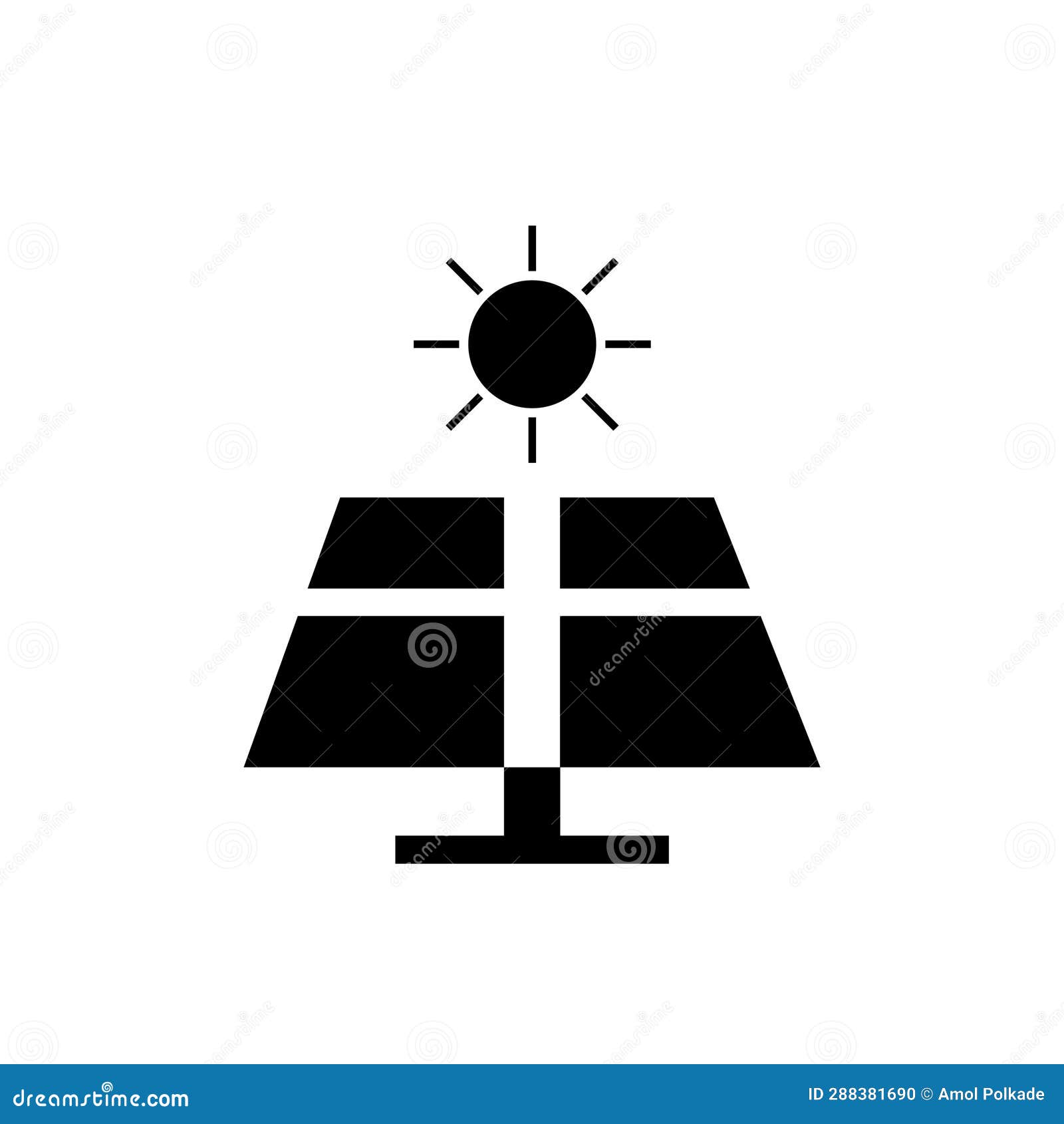 Solar Panel with Sun Vector Icon on Black Color Stock Illustration ...