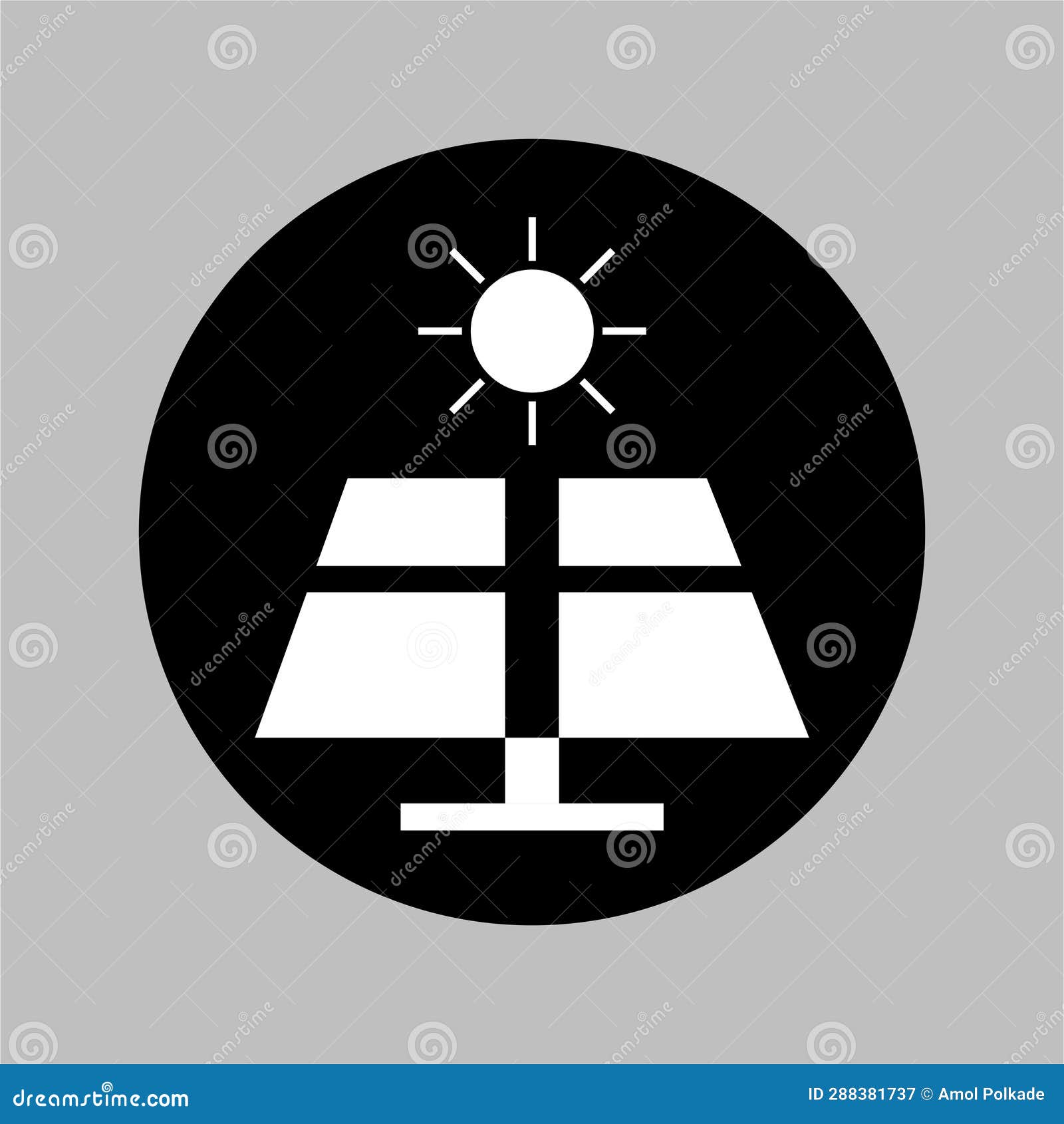 Solar Panel with Sun Vector Icon on Black Color Stock Illustration ...