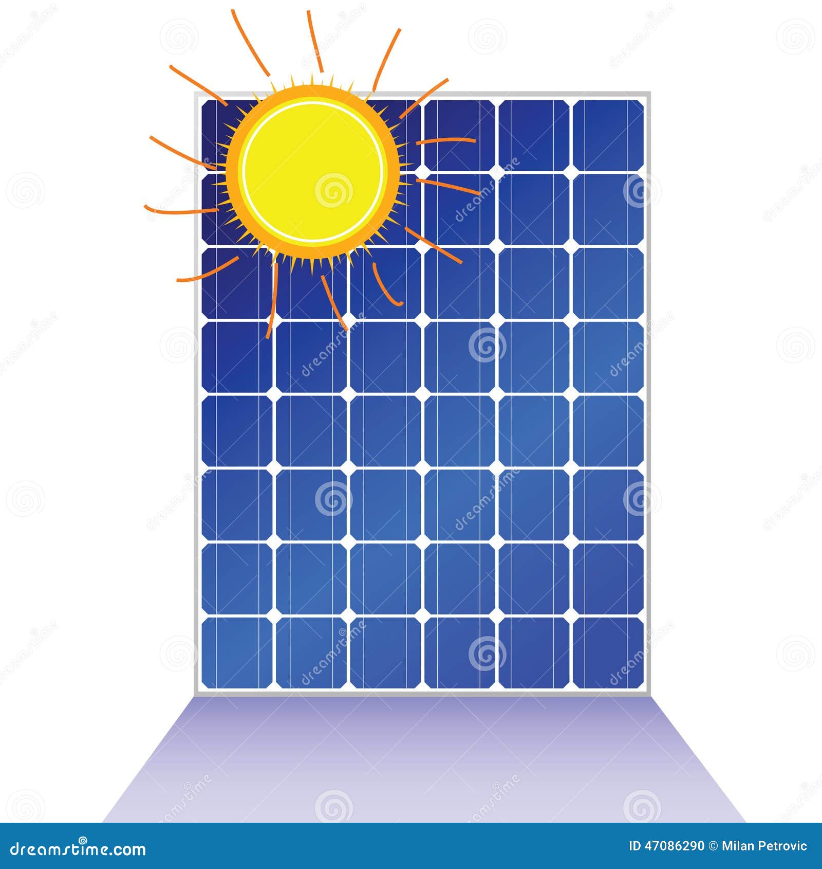 Solar Panel with Sun Vector Illustration Stock Vector - Illustration of ...