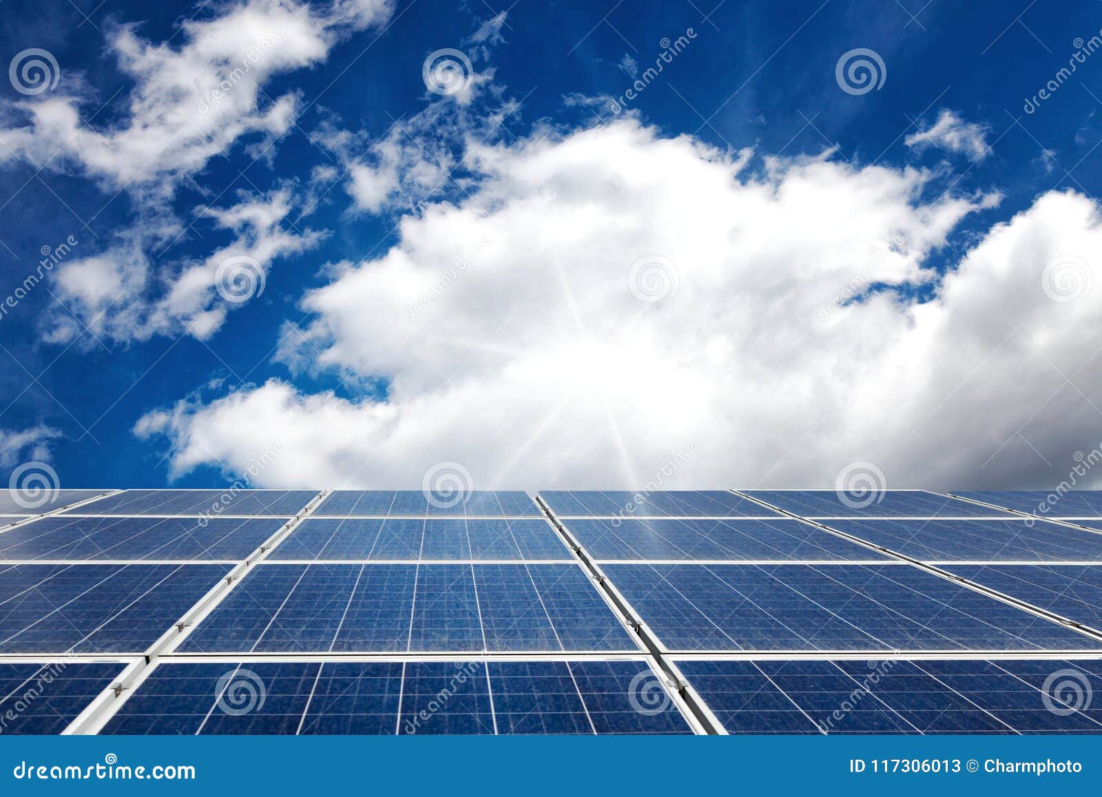 Solar Panel in Sunlight on Sky Background Stock Image - Image of panels ...
