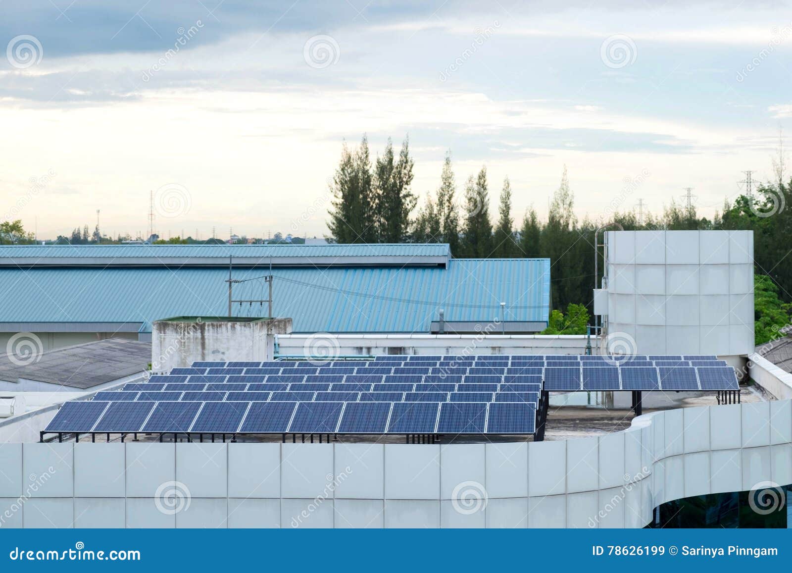 Solar Panel System Building Roof Stock Image - Image of collector ...