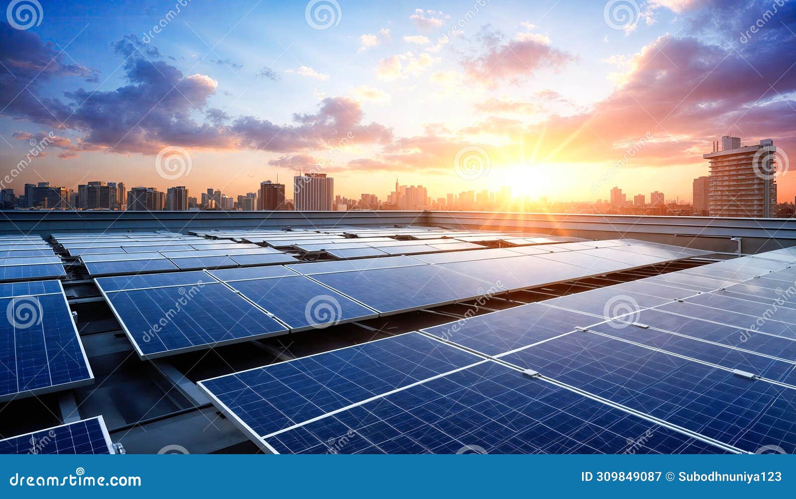 A Solar Panel System is Installed on the Rooftop of a Commercial ...