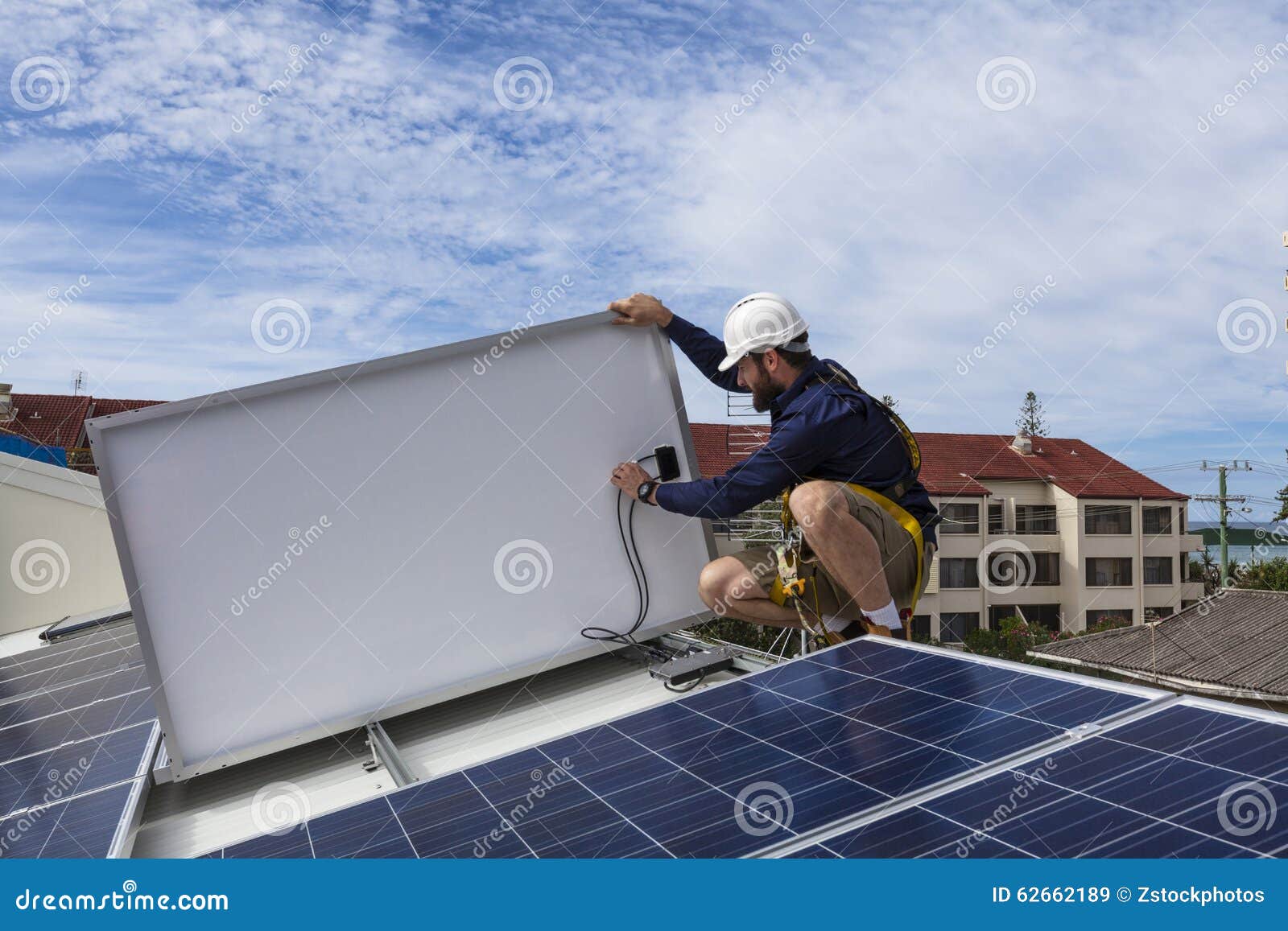 Solar panel technician stock image. Image of installation - 62662189