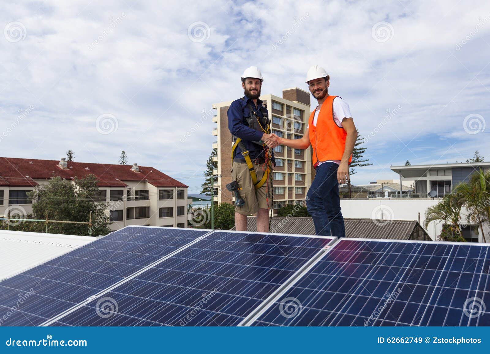 Solar Panel Technician and Client Stock Image - Image of installation ...
