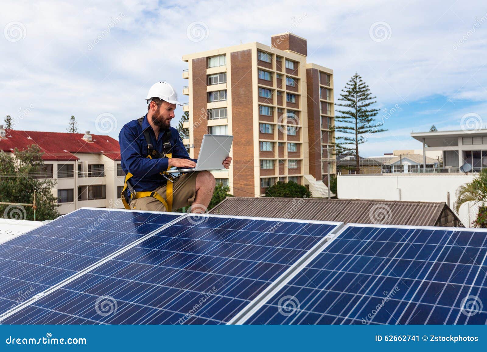 Solar panel technician stock image. Image of panel, home - 62662741