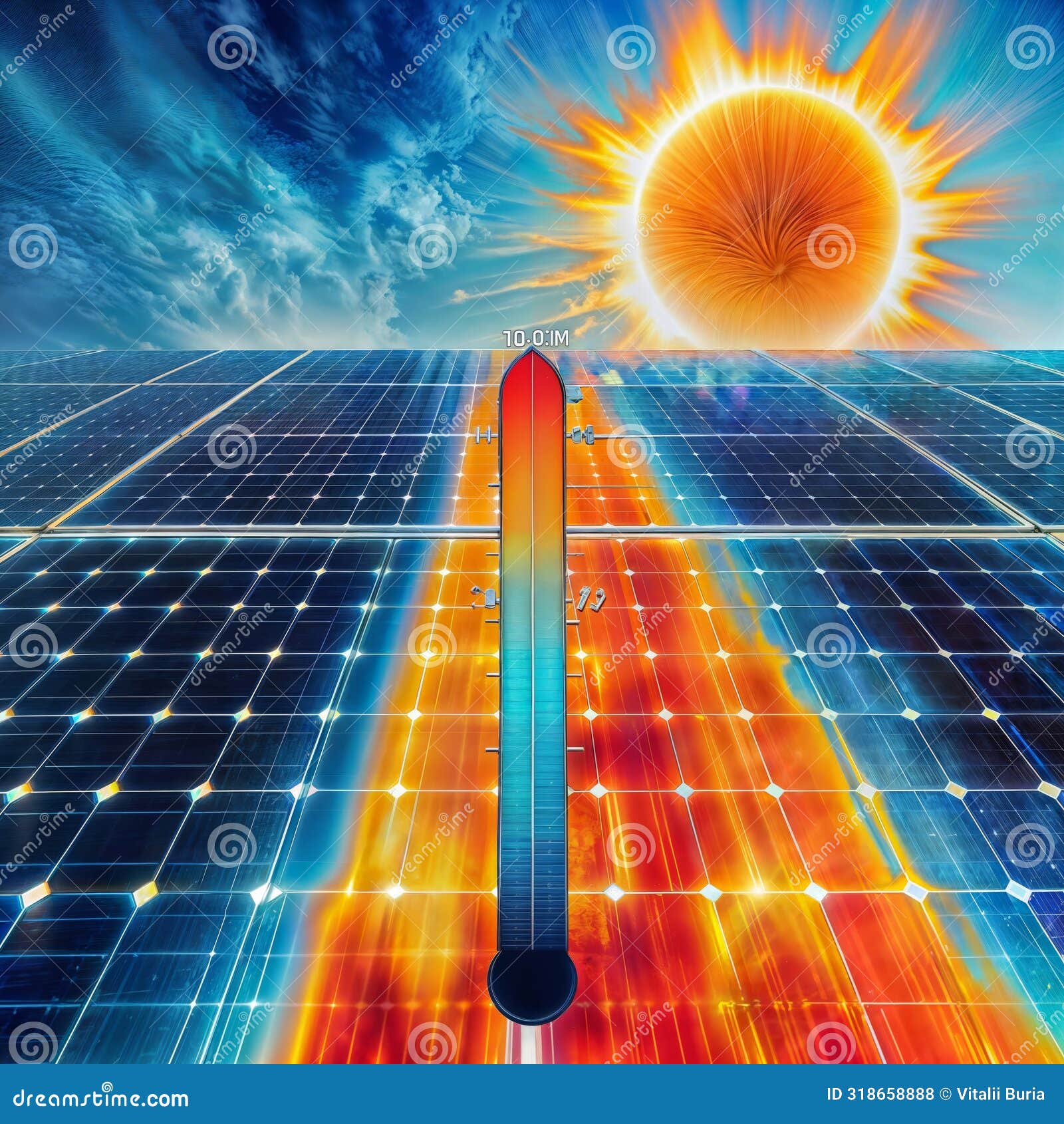 Solar Panel with Thermogram Overlay, Generative Ai Stock Illustration ...