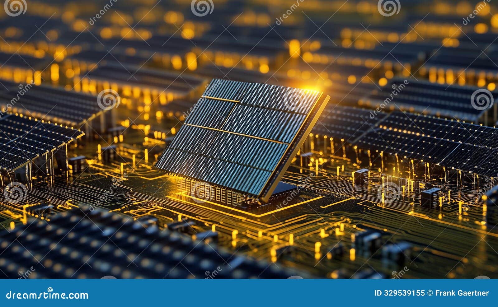 Solar Panel Transforming into a Microchip on a Motherboard ...