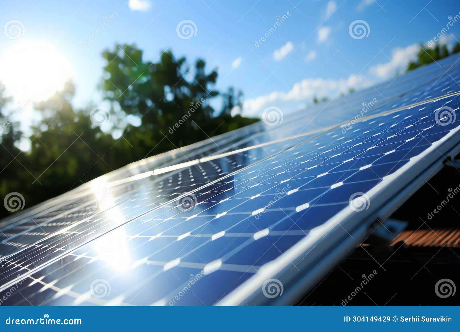 Solar Panel Up Close on Trees Background Stock Image - Image of ...