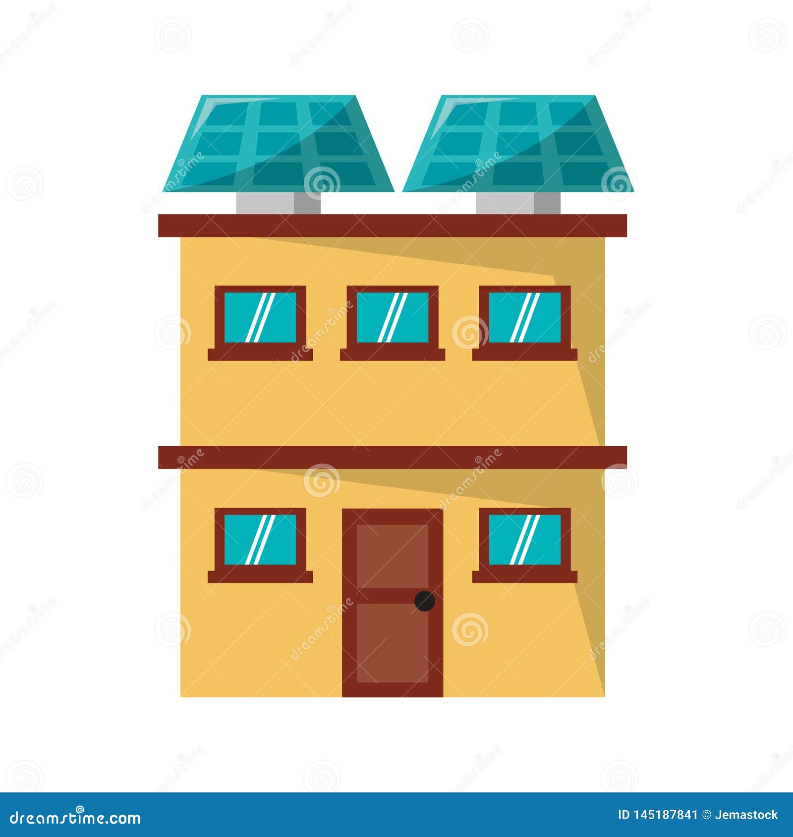 Solar Panel on Urban Edifice Building Stock Vector - Illustration of ...