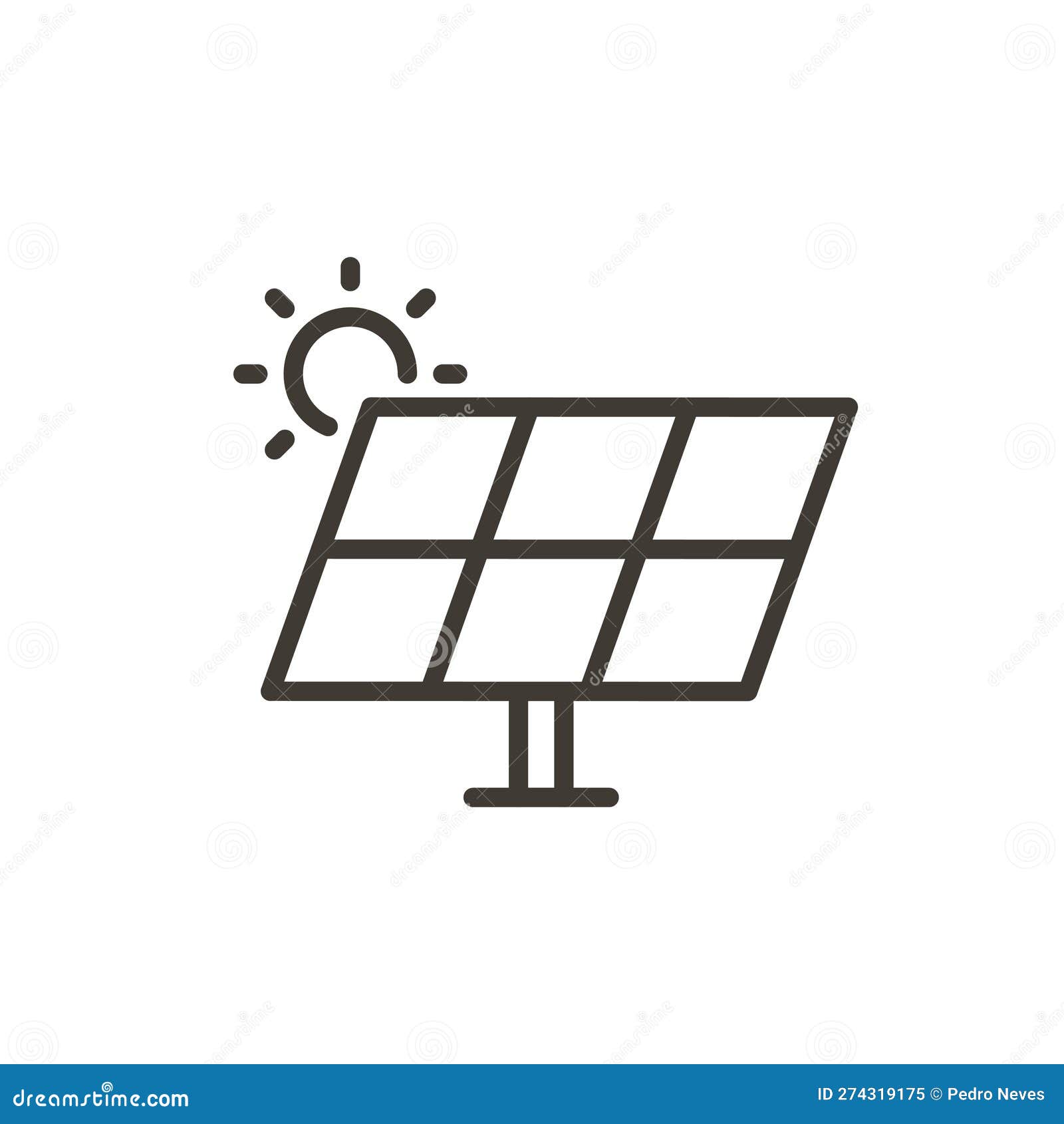 Solar Panel Vector Thin Line Icon With The Sun. Sustainable, Eco ...
