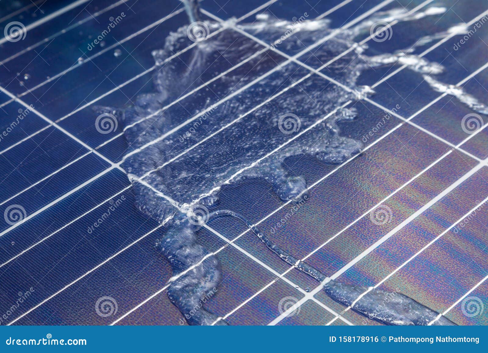 Solar Panel with Water Drops Stock Photo - Image of closeup ...
