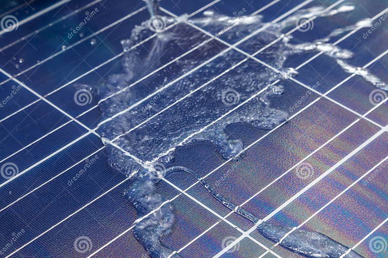 Solar Panel with Water Drops Stock Photo - Image of closeup ...