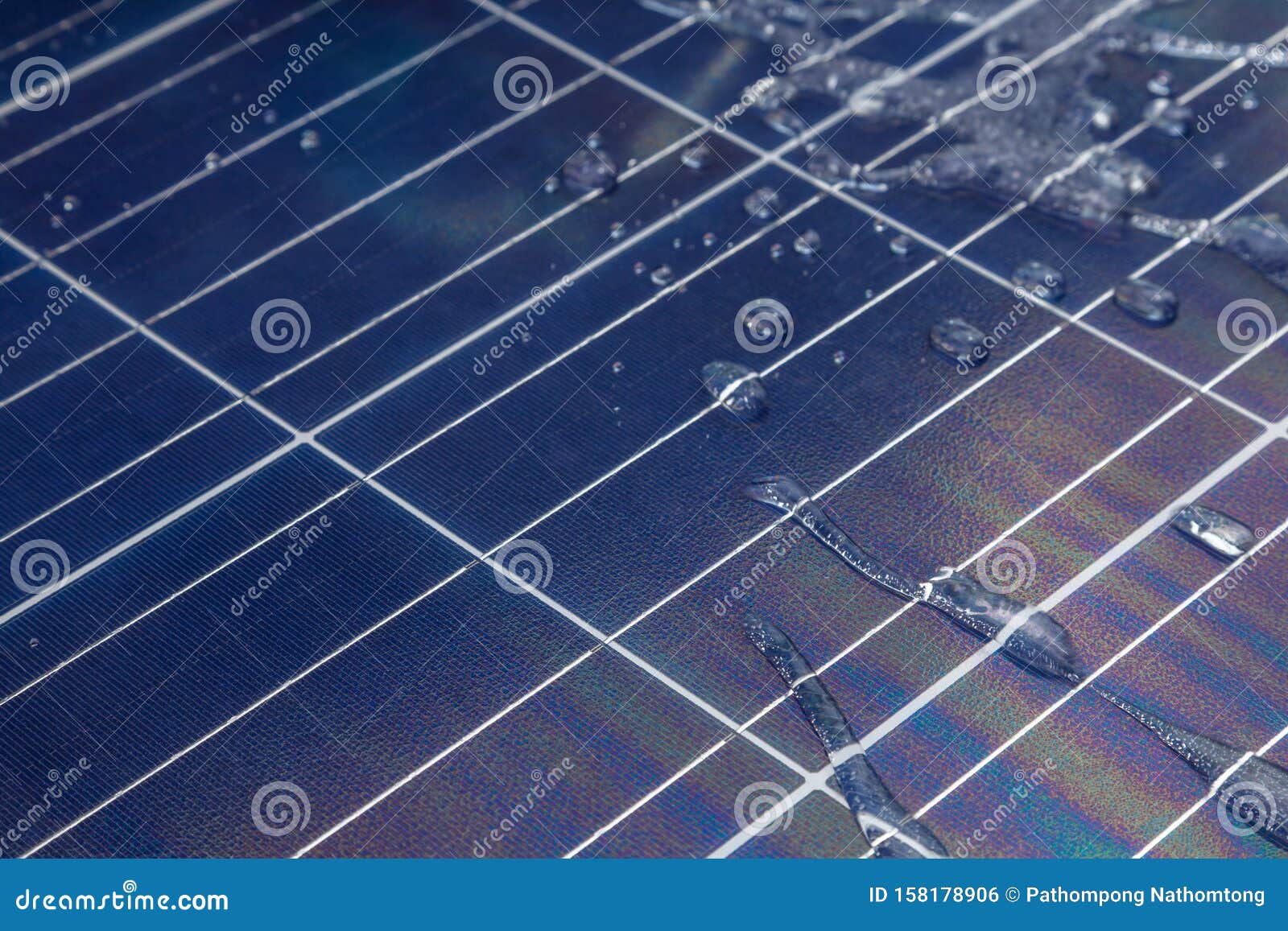 Solar Panel with Water Drops Stock Photo - Image of macro, drop: 158178906