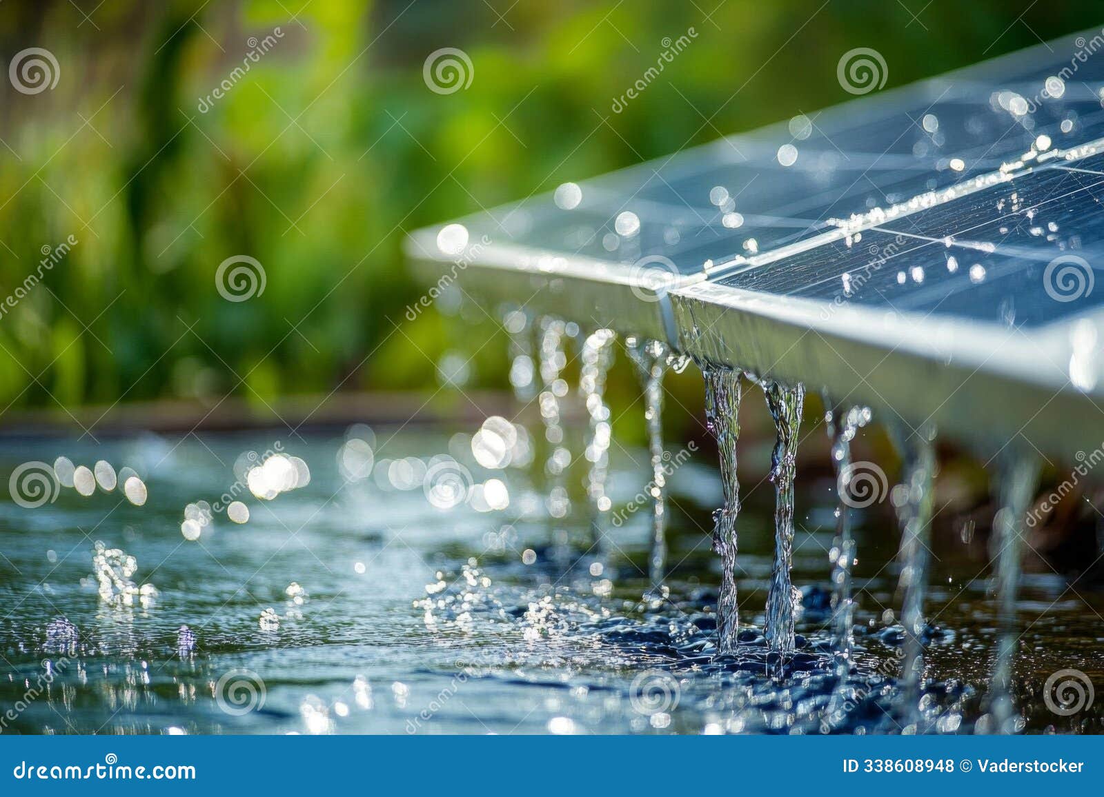 Solar Panel Water Feature with Dripping Water Stock Illustration ...