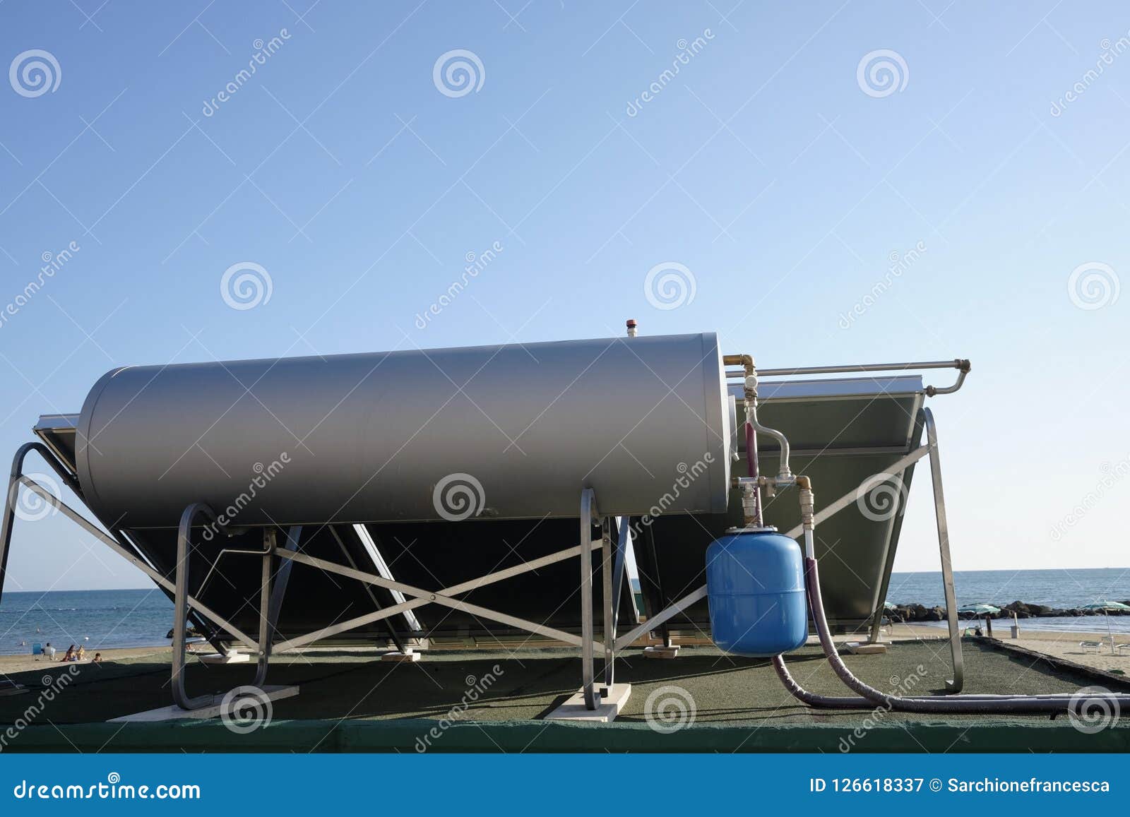 Solar Panel with Water Tank Stock Image - Image of solarpanel, solar ...