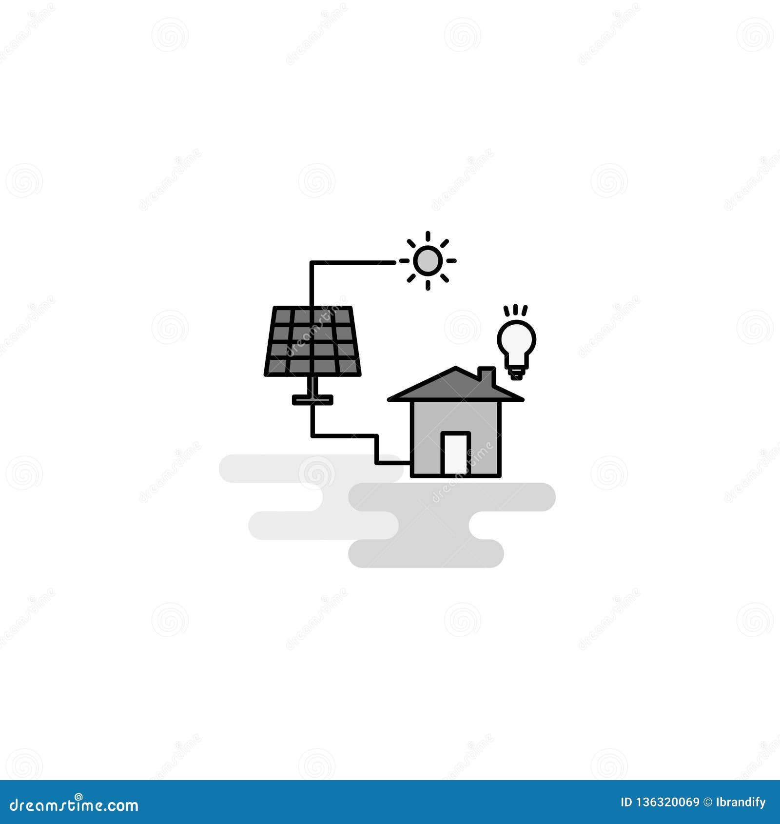 Solar Panel Web Icon. Flat Line Filled Gray Icon Vector Stock Vector ...