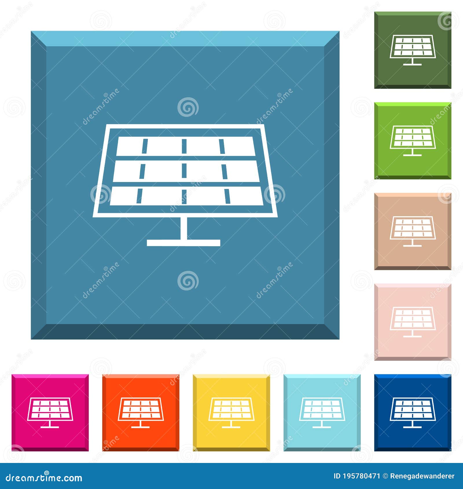 Solar Panel White Icons on Edged Square Buttons Stock Vector ...
