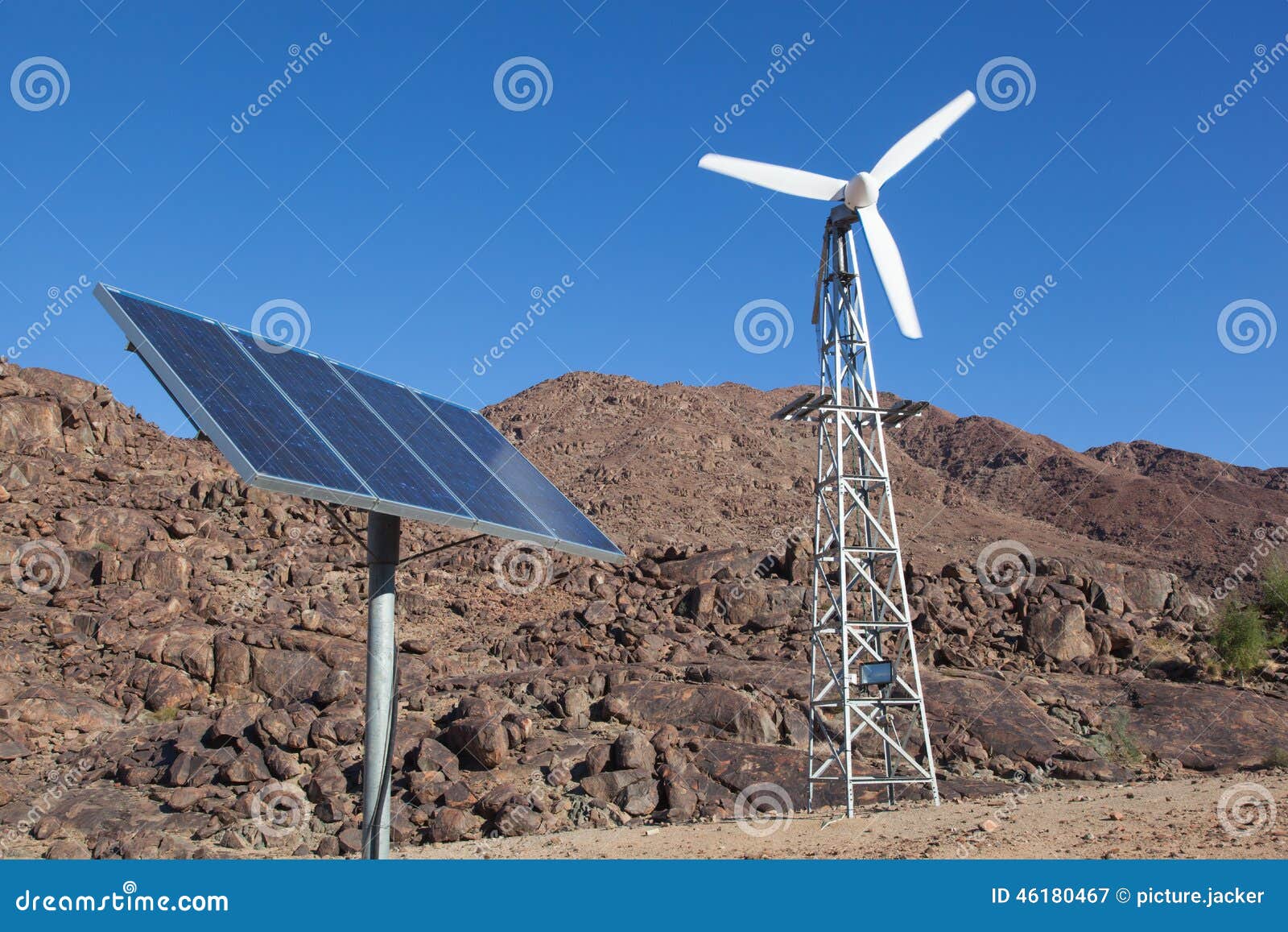 Solar Panel and Wind Generato Stock Image - Image of generate ...