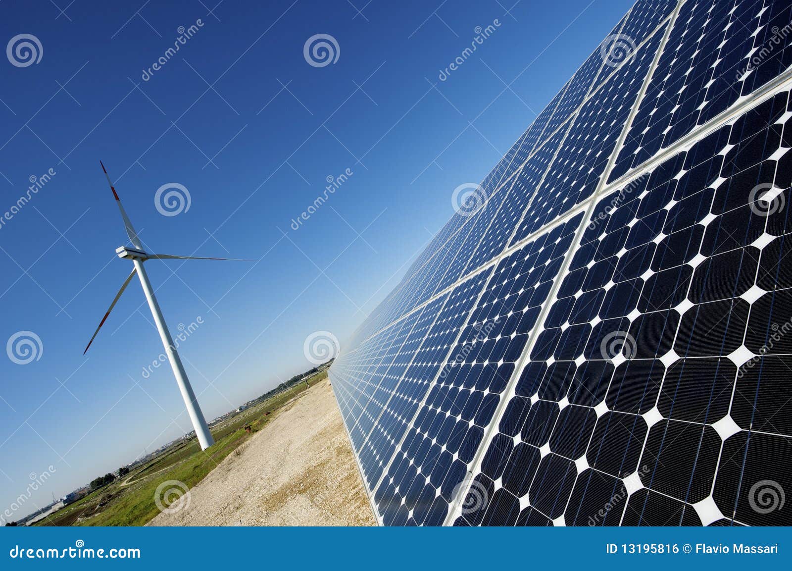 Solar Panel and Wind Turbine Stock Photo - Image of generation, energy ...