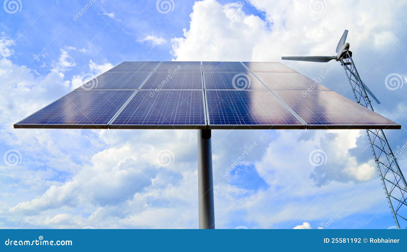 Solar Panel and Wind Turbine Stock Photo - Image of building ...