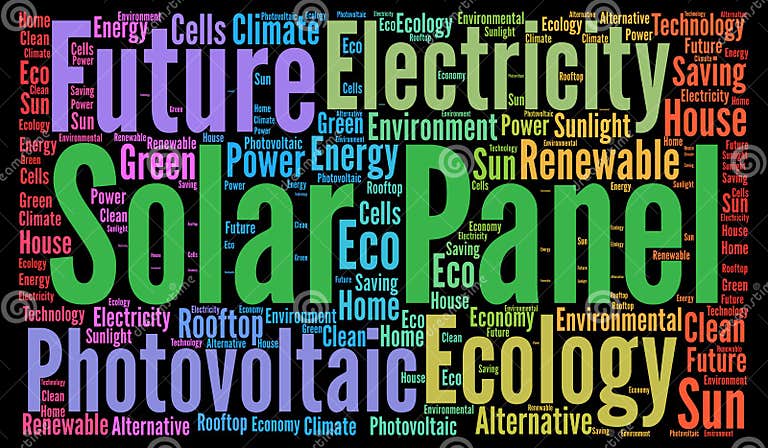 Solar Panel Word Cloud Concept Stock Illustration - Illustration of ...