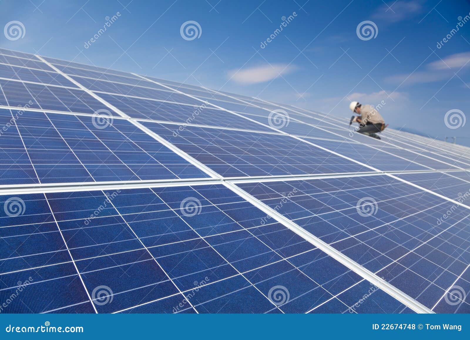 Solar Panel and Worker Installing Stock Photo - Image of closeup, work ...